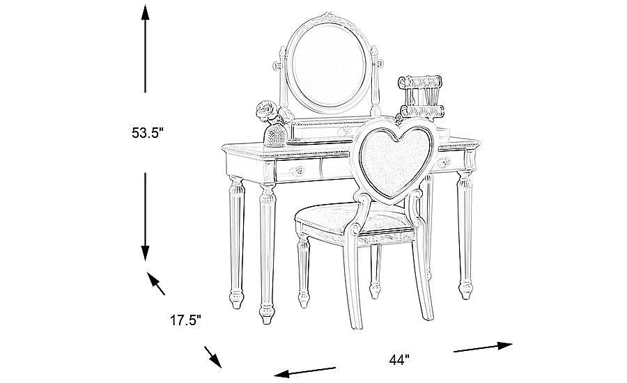 Disney Princess Dreamer White Vanity Set - Rooms To Go