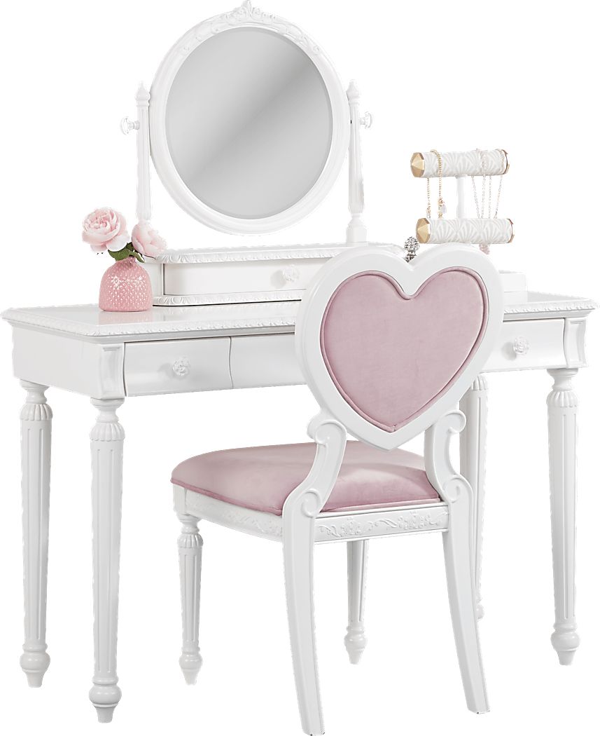 Disney Princess Dreamer White Vanity Set - Rooms To Go