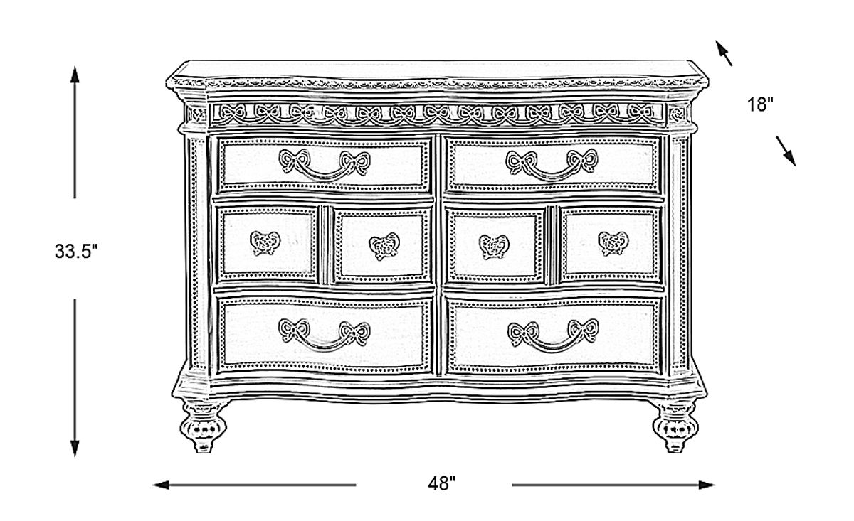 Disney Princess Fairytale Platinum Gray 6 Drawer Dresser | Rooms to Go