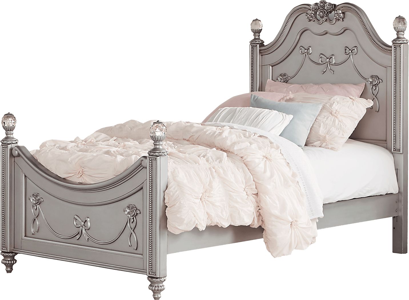 Disney Princess Fairytale Platinum Gray 3 Pc Twin Poster Bed | Rooms to Go