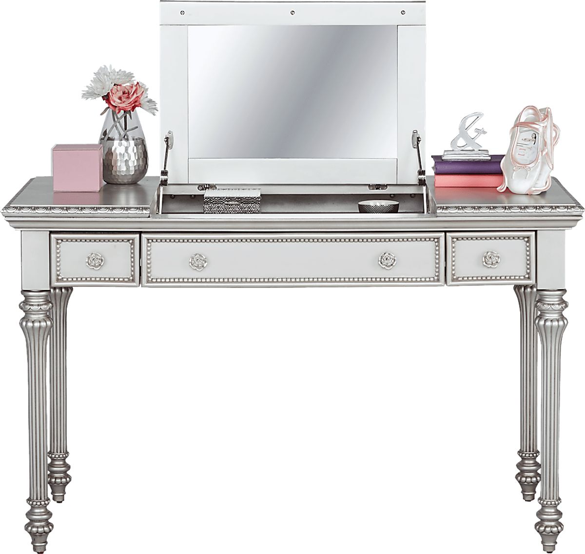 Disney Princess Fairytale Platinum Gray Desk W/ Vanity Mirror | Rooms to Go
