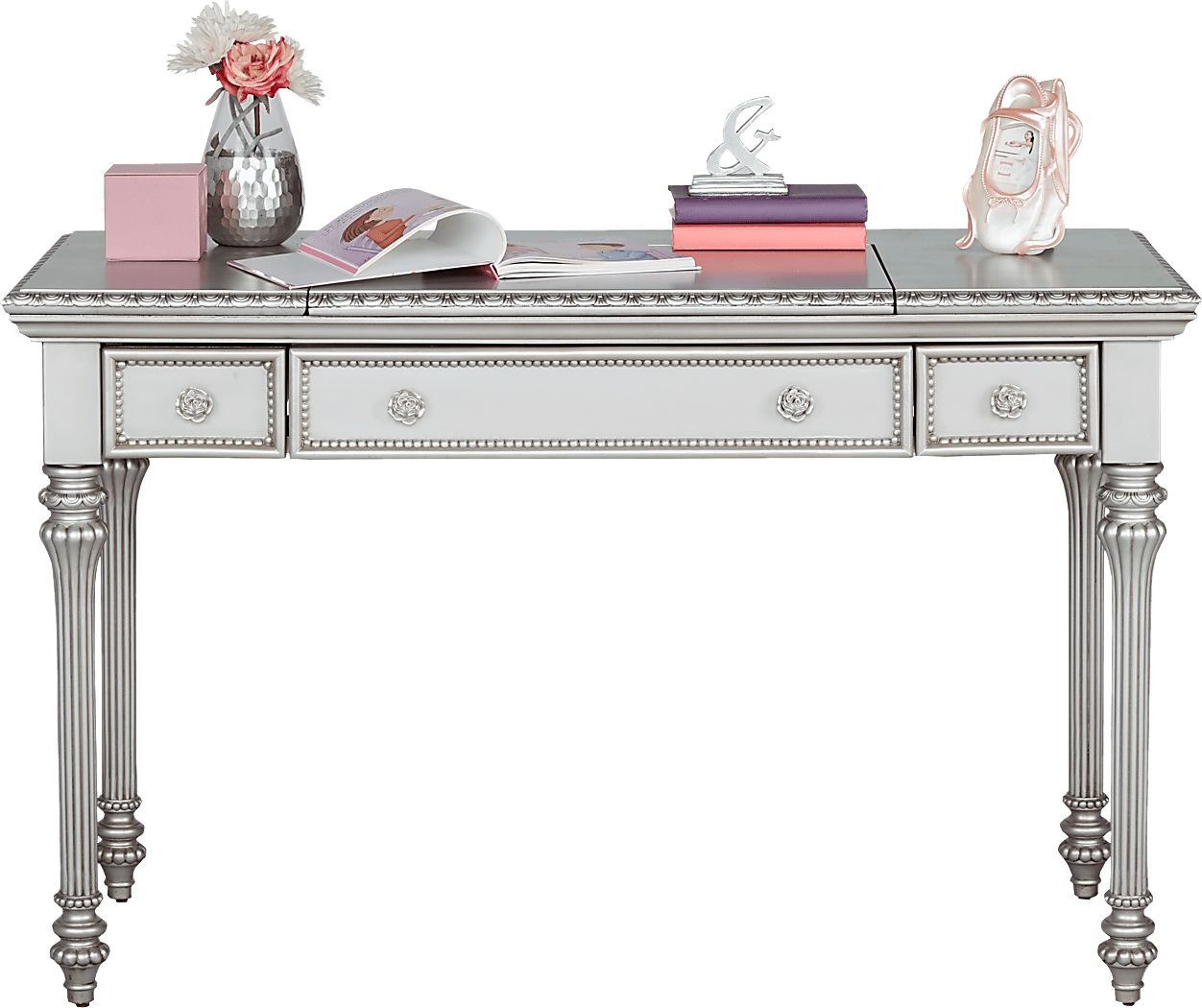 Disney Princess Fairytale Platinum Gray Desk W/ Vanity Mirror | Rooms to Go