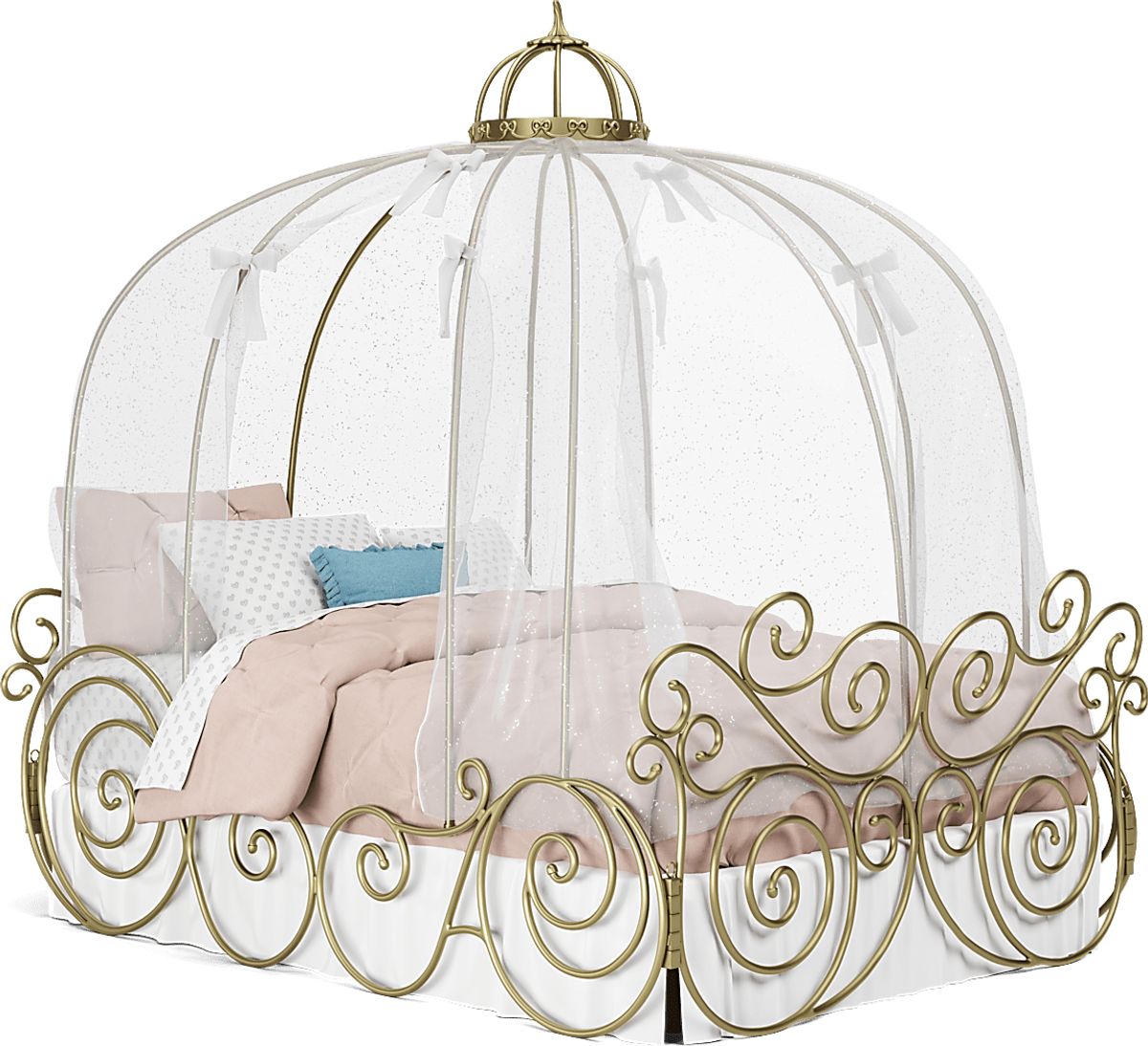 Disney Princess Fairytale 4 Pc Royal Gold Full Carriage Canopy Bed ...