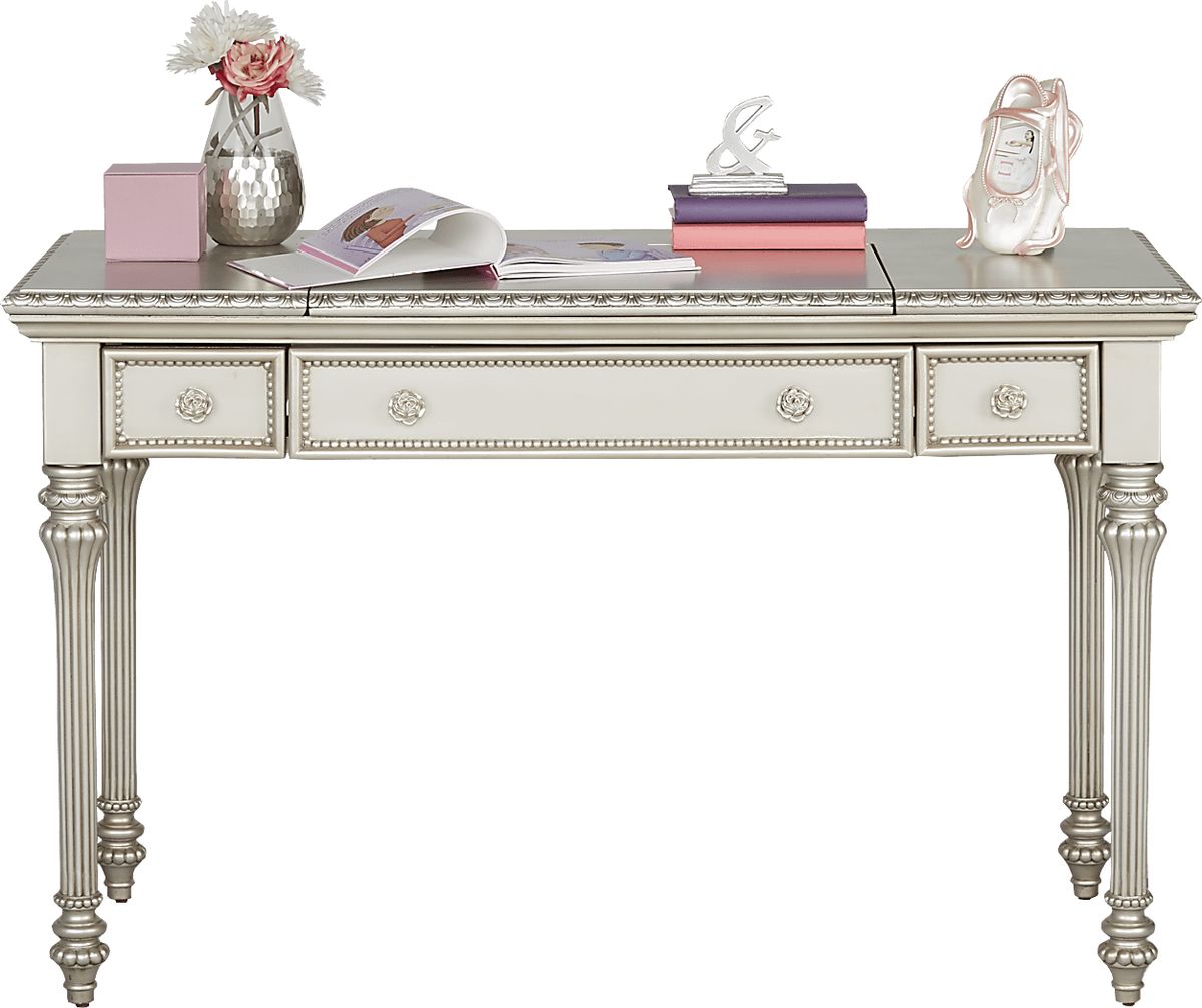 Disney Princess Fairytale Silver Gray Vanity Desk | Rooms to Go