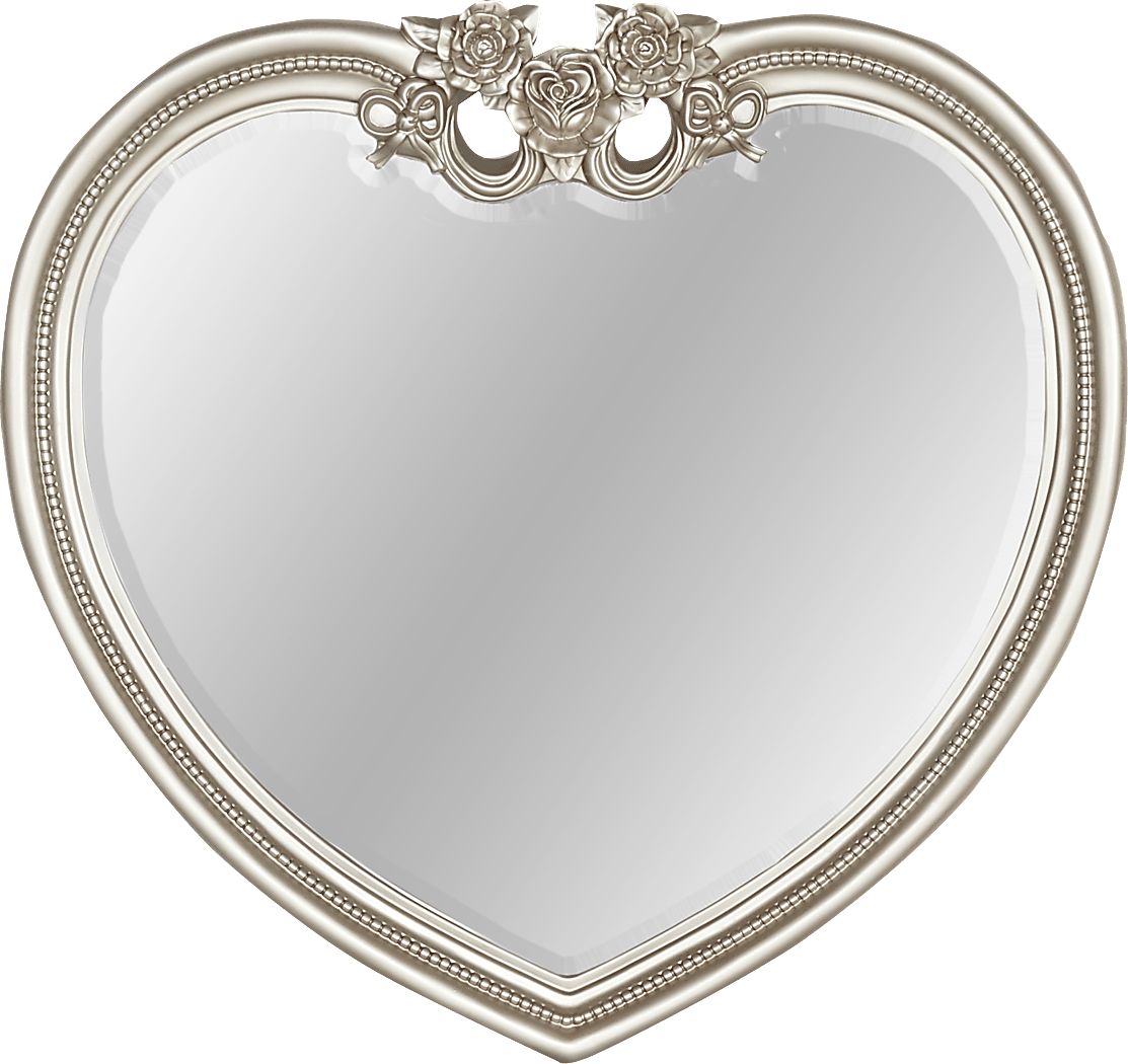 Disney Princess Fairytale Silver Gray Heart Mirror | Rooms to Go