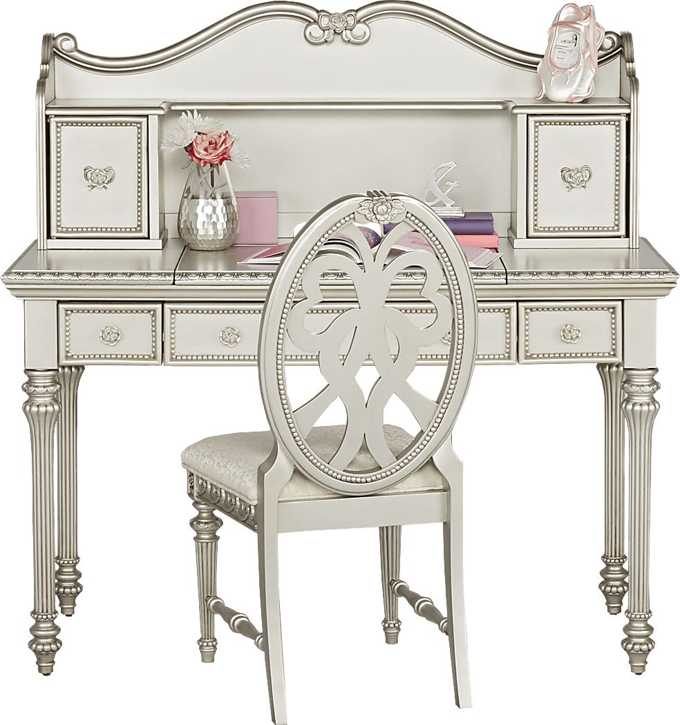 Disney Princess Fairytale Silver Gray Desk & Chair | Rooms to Go