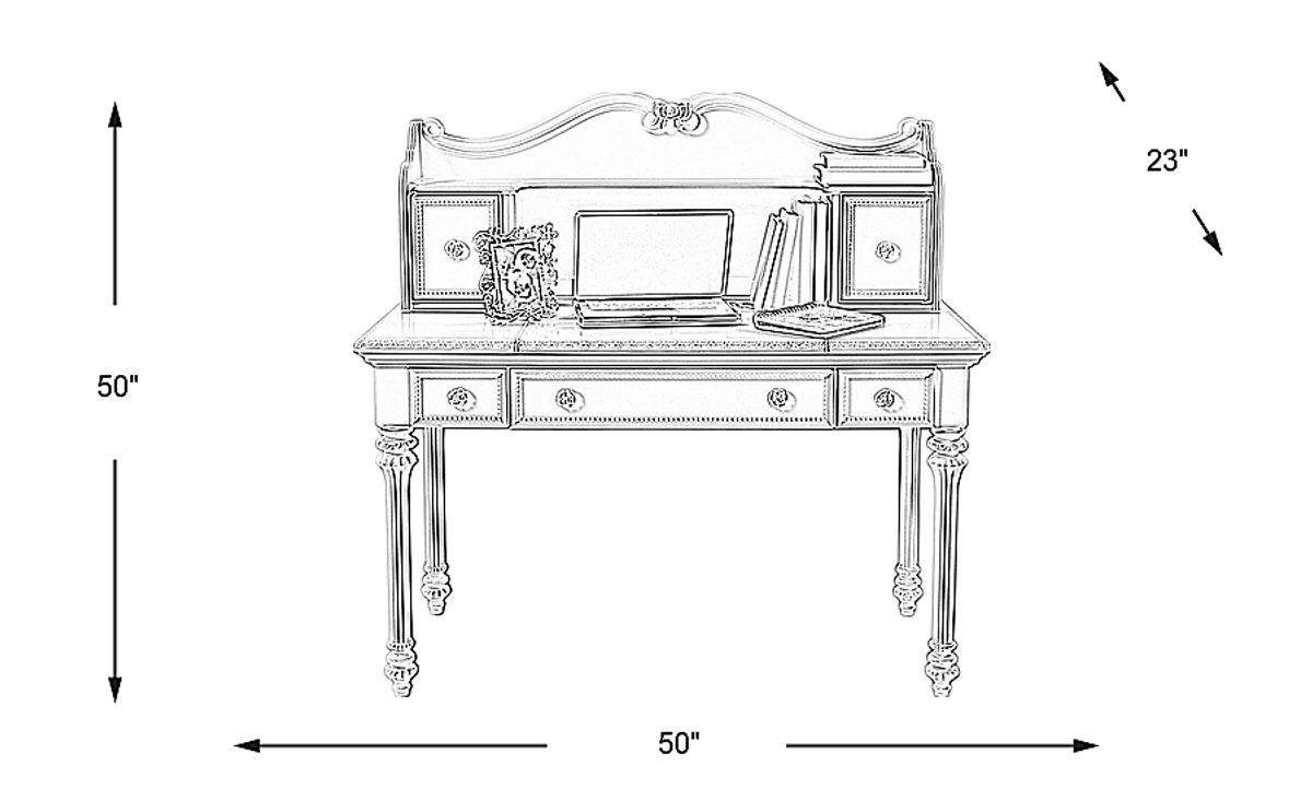 Disney Princess Fairytale Silver Gray Desk & Hutch | Rooms to Go