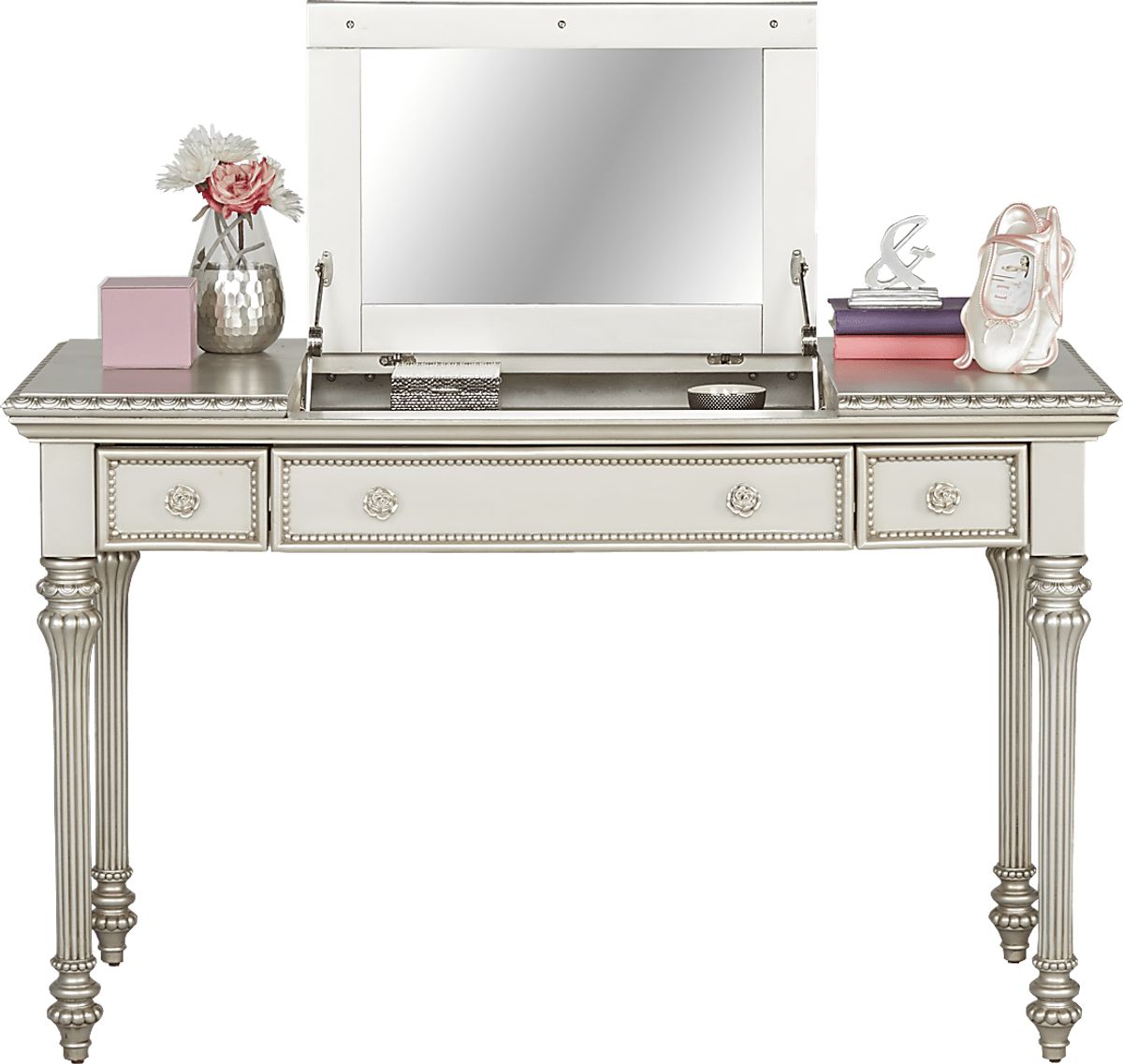 Disney Princess Fairytale Silver Gray Vanity Desk | Rooms to Go