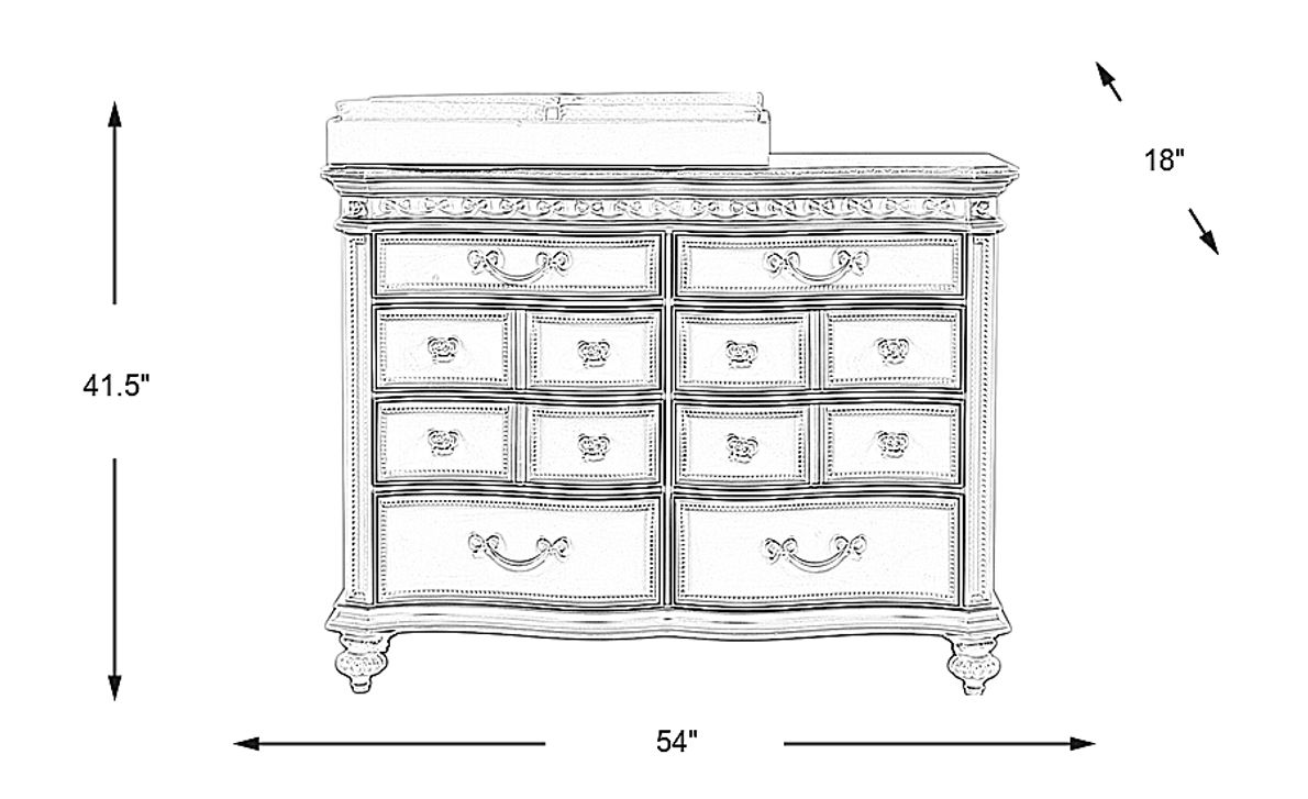 Disney Princess Fairytale Silver Dresser with Changing Topper and Pad ...