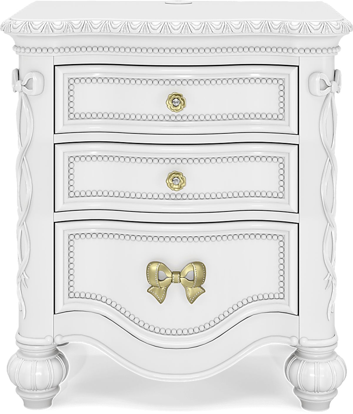 Disney Princess Sparkle White 3 Drawer Nightstand | Rooms to Go