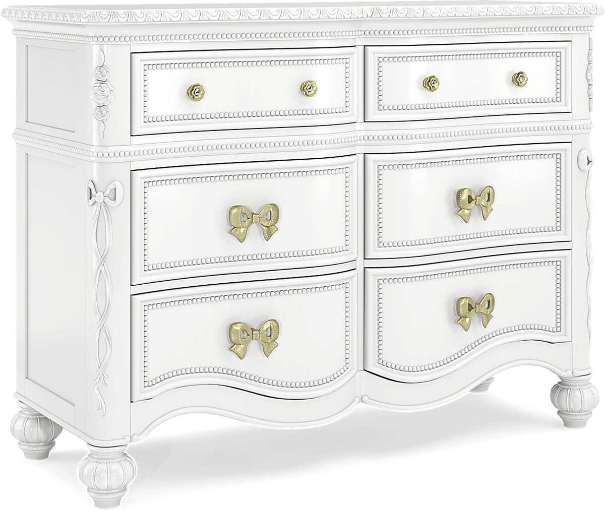 Disney Princess Sparkle White 6 Drawer Dresser | Rooms to Go