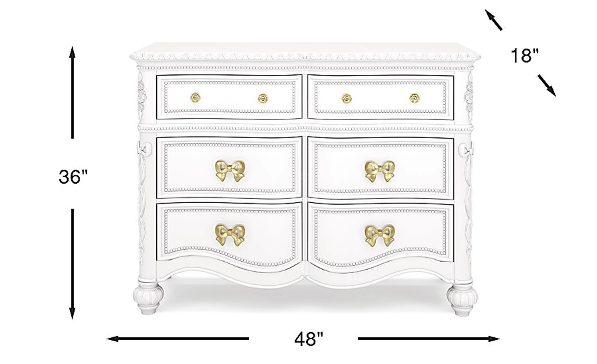 Disney Princess Sparkle White 6 Drawer Dresser | Rooms to Go