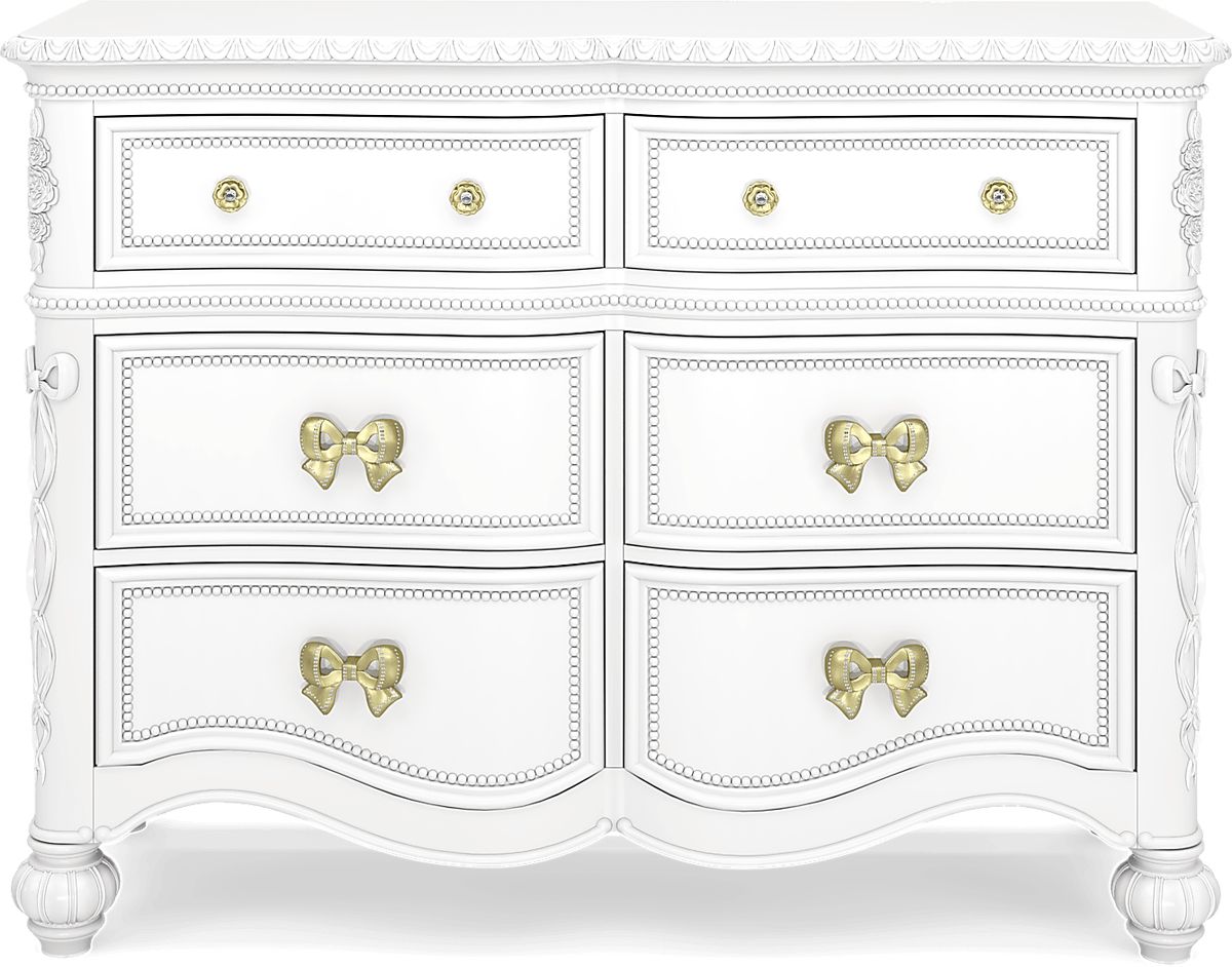 Disney Princess Sparkle White 6 Drawer Dresser | Rooms to Go
