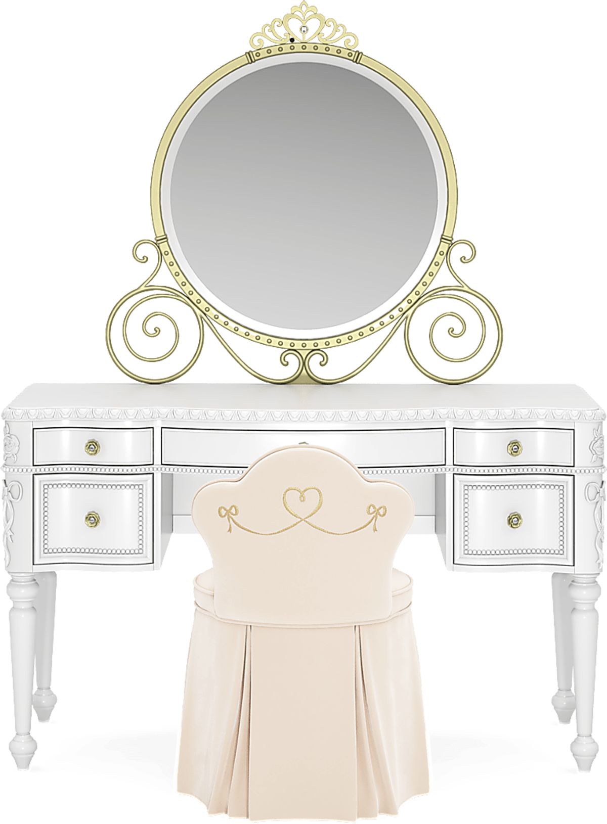 Disney Princess 3 Pc Sparkle White Pink Desk, Carriage Mirror, & Chair ...