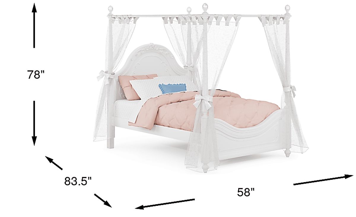 Disney Princess Sparkle White 4 Pc Full Canopy Bed | Rooms to Go