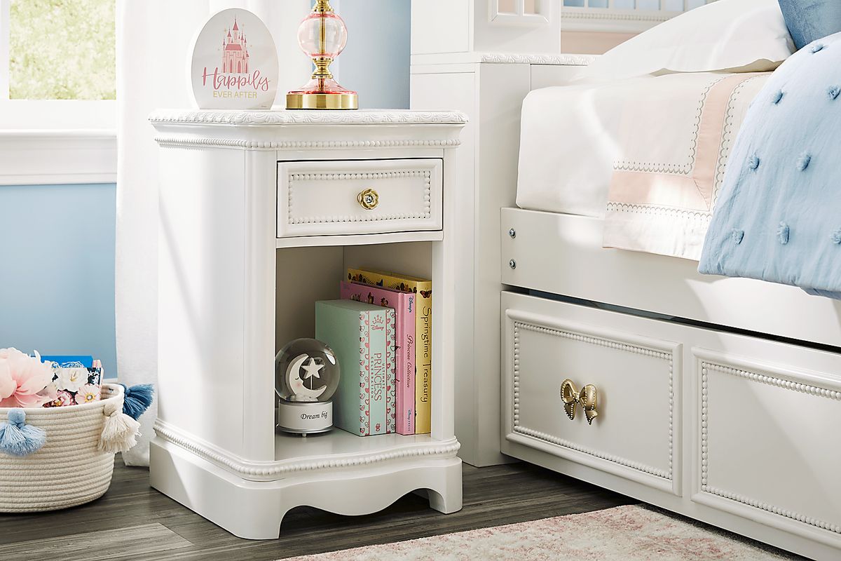 Disney Princess Sparkle White 1 Drawer Nightstand | Rooms to Go