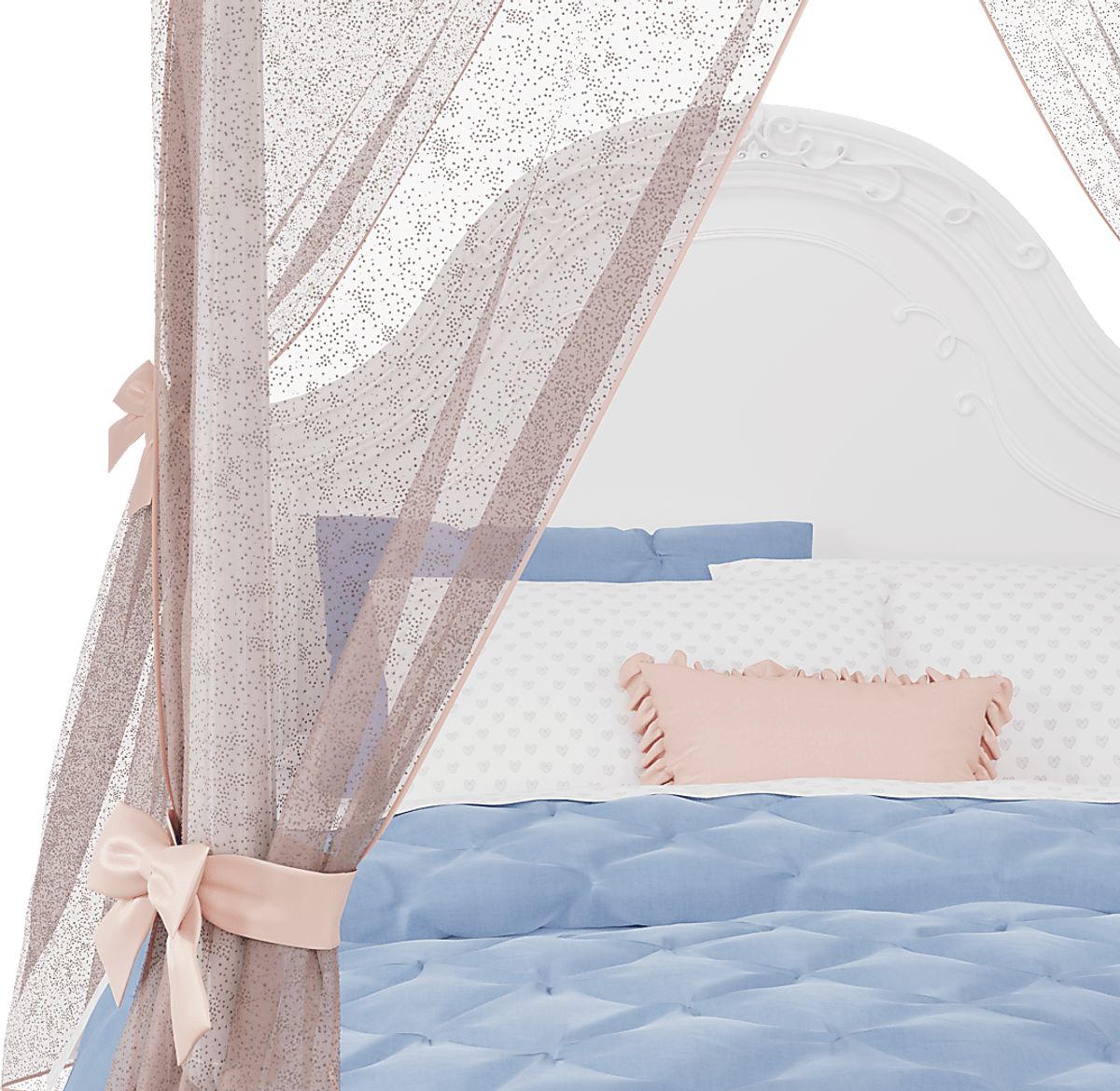 Disney Princess Sparkle White Pink 4 Pc Full Canopy Bed | Rooms to Go