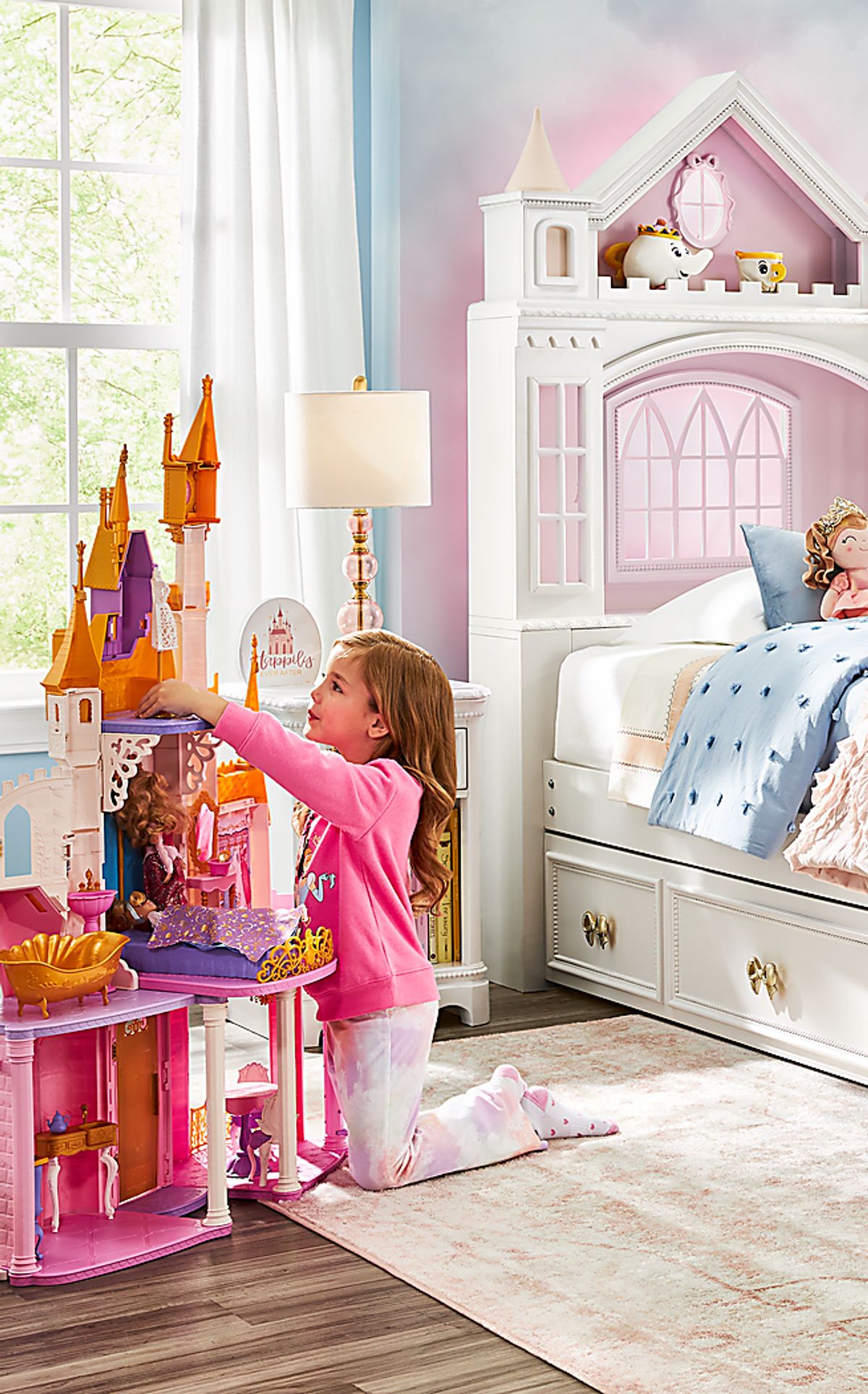 Disney Princess 3 Pc Sparkle White Twin Castle Bed | Rooms to Go