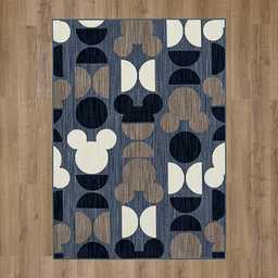 Disney'S Mickey Mid-Mod Blue,Gray Polyester Fabric 5 X 7 Rug | Rooms to Go