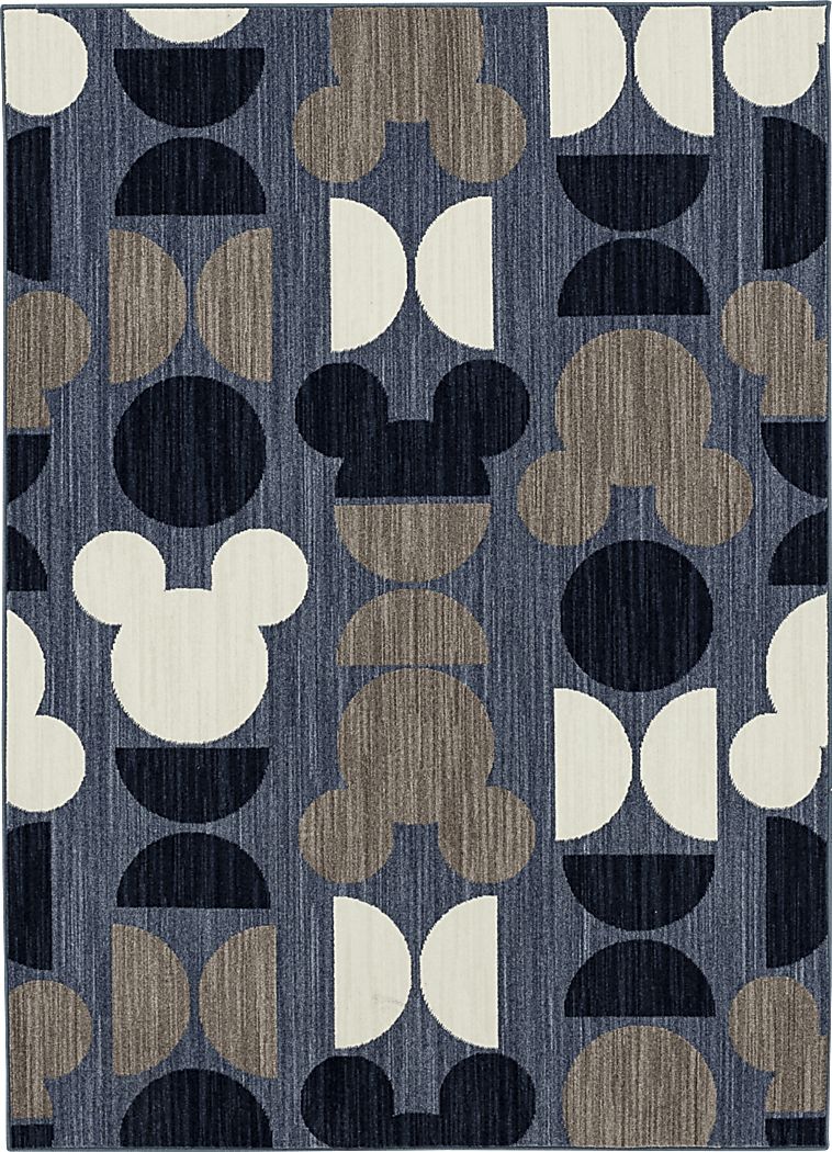 Disney'S Mickey Mid-Mod Blue,Gray Polyester Fabric 5 X 7 Rug | Rooms to Go