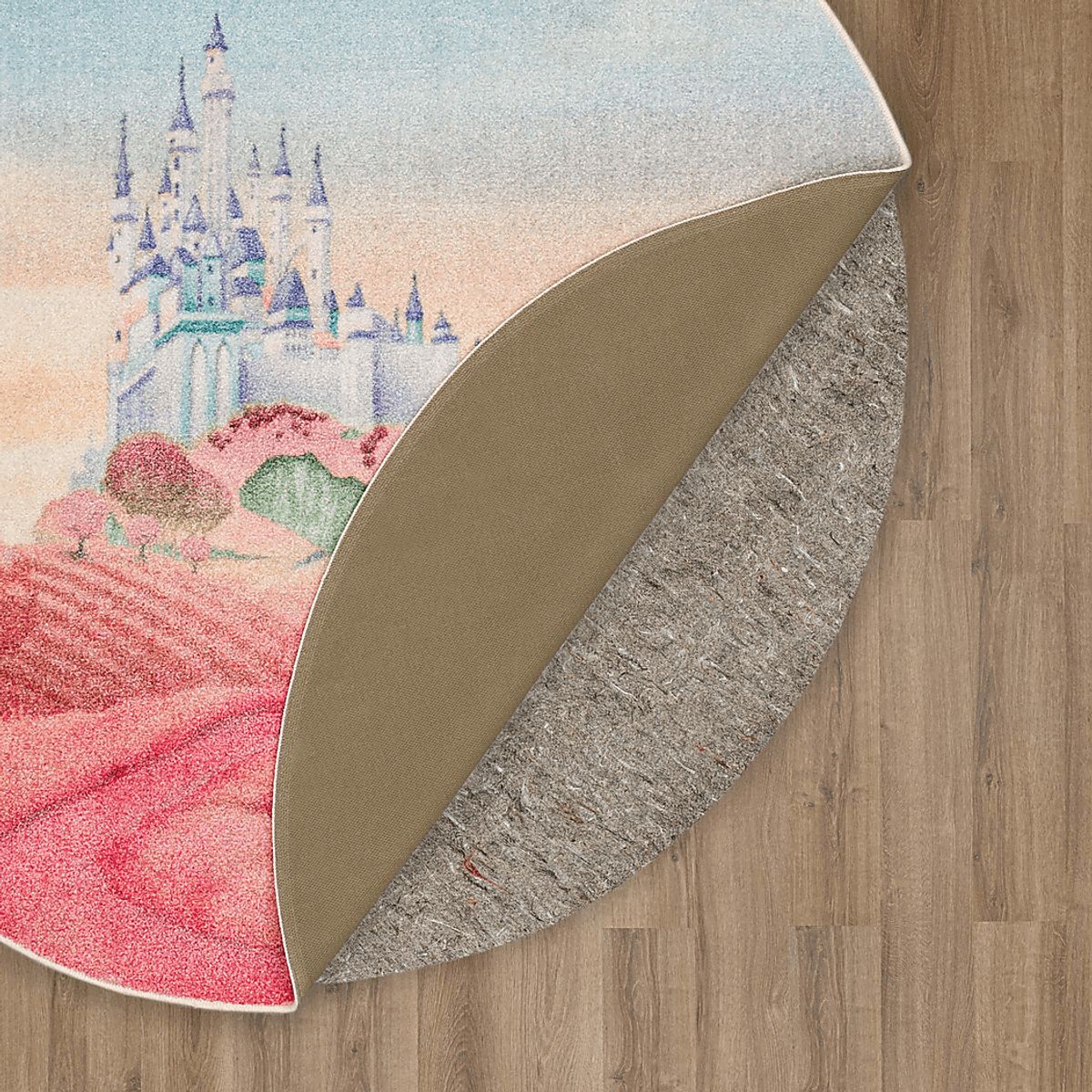 Disney Princess Castle Pink Polyester Fabric Rug | Rooms to Go
