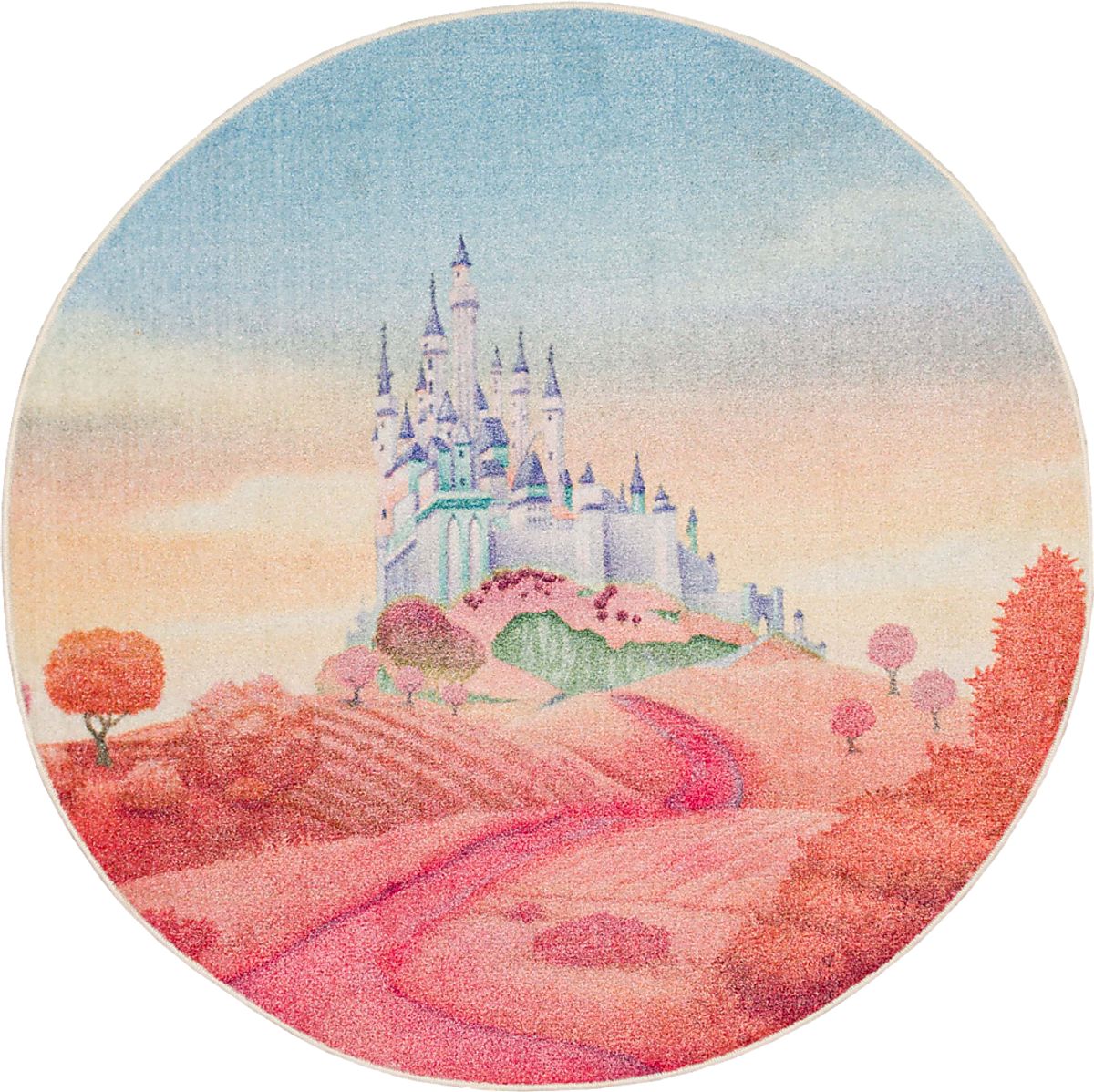 Disney Princess Castle Pink Polyester Fabric Rug | Rooms to Go