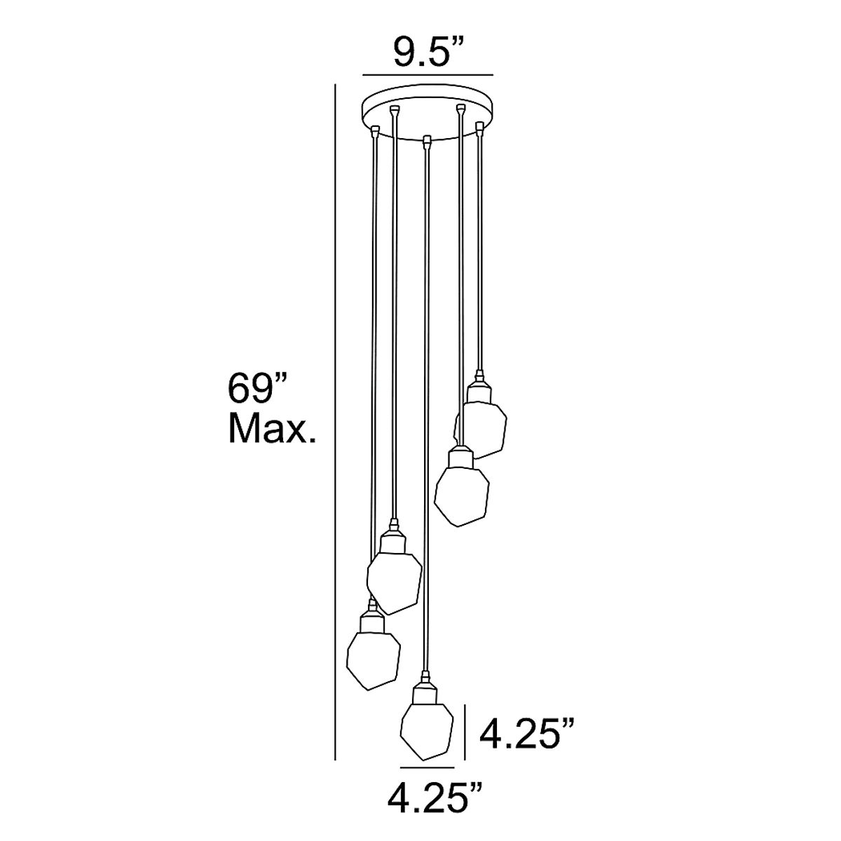 Divot Summit Gold Yellow Chandelier | Rooms to Go