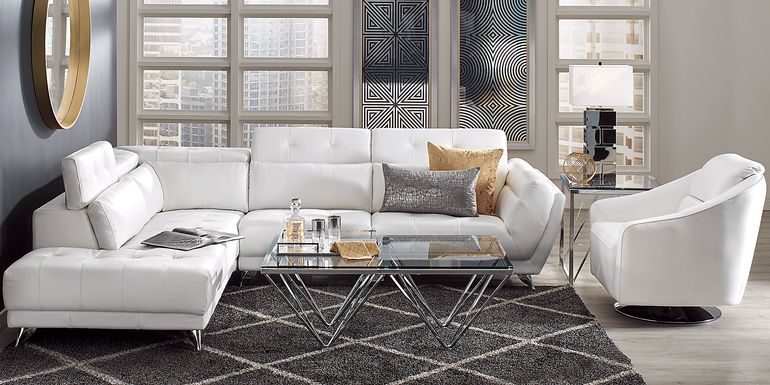 White Leather Living Room Sets (sofa, recliner & furniture)