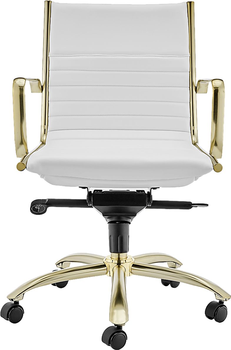 Domivara White Synthetic Fabric Low Desk Chair - Rooms To Go