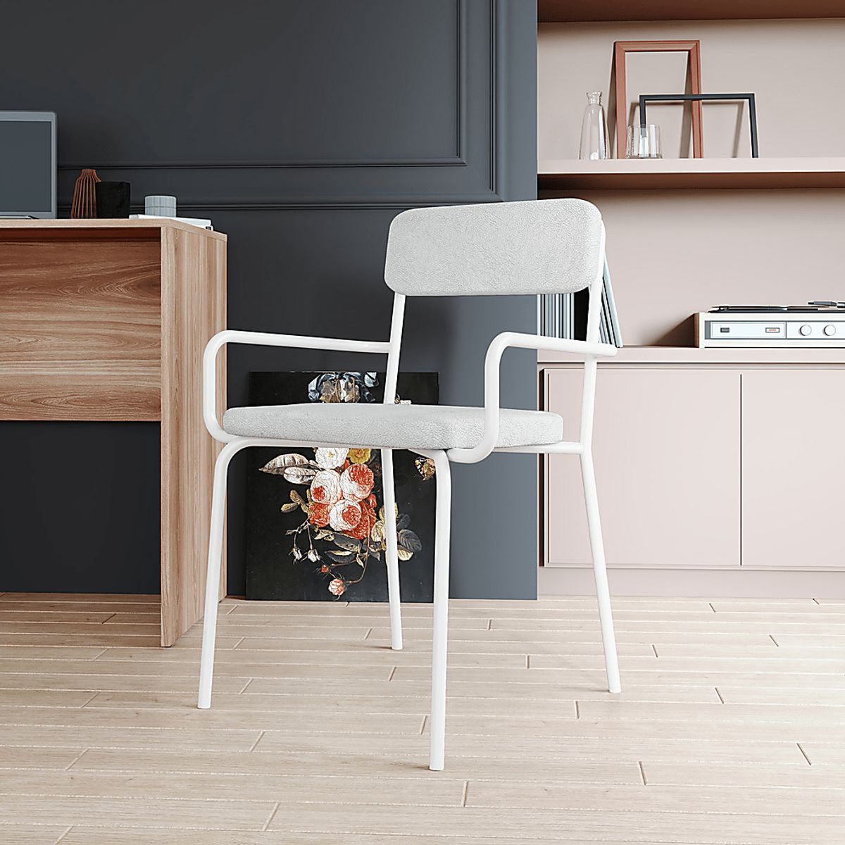 Donateil White Leather,Polyurethane Fabric,Leather Arm Chair | Rooms to Go