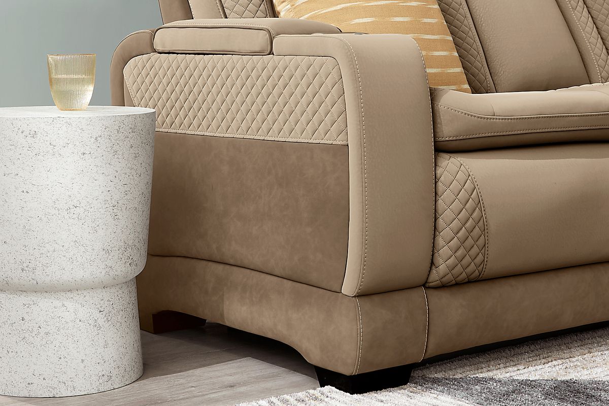 Donovan Park 8 Pc Beige Polyurethane Fabric Dual Power Reclining Living ...
