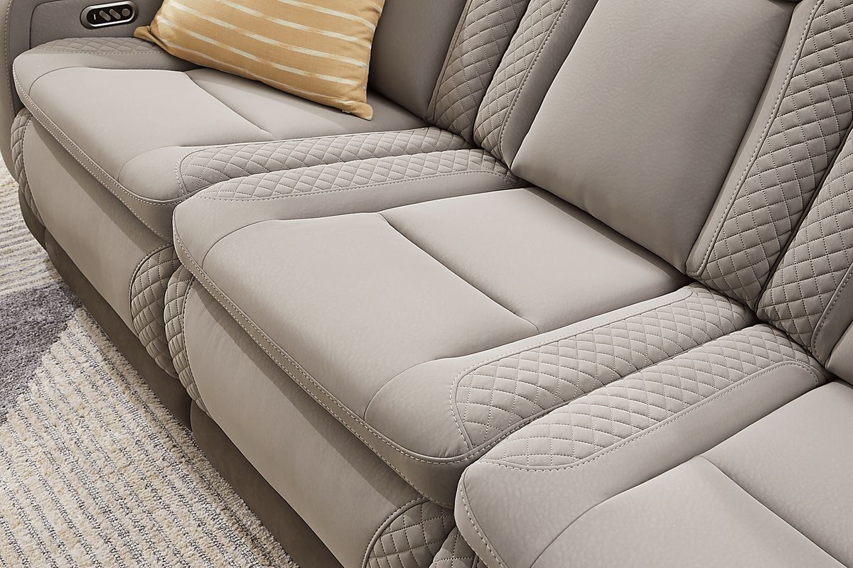 Donovan Park 2 Pc Gray Polyurethane Fabric Dual Power Reclining Living ...