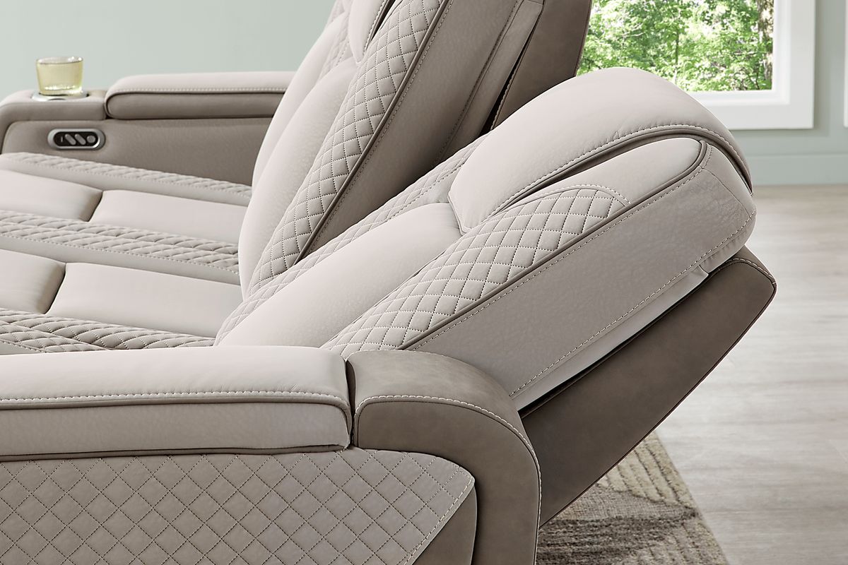 Donovan Park 3 Pc Gray Polyurethane Fabric Dual Power Reclining Living ...