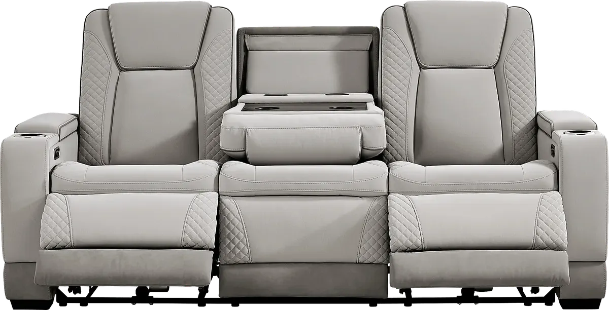 Donovan Park 3 Pc Gray Polyurethane Fabric Dual Power Reclining Living ...