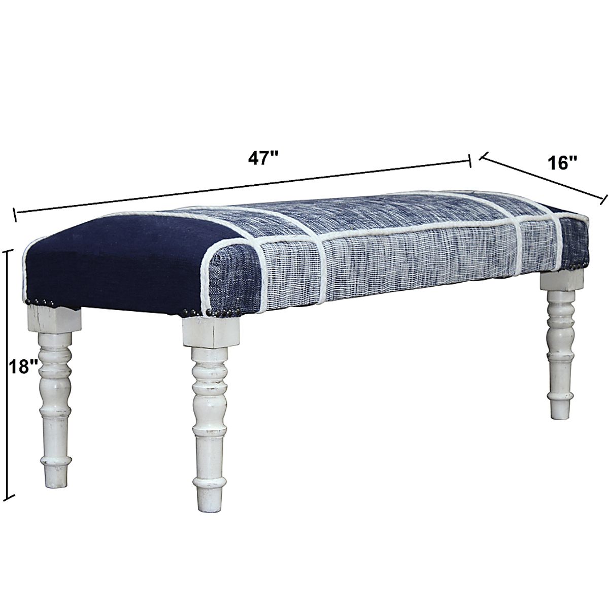 Dorric Navy Blue Bench | Rooms to Go