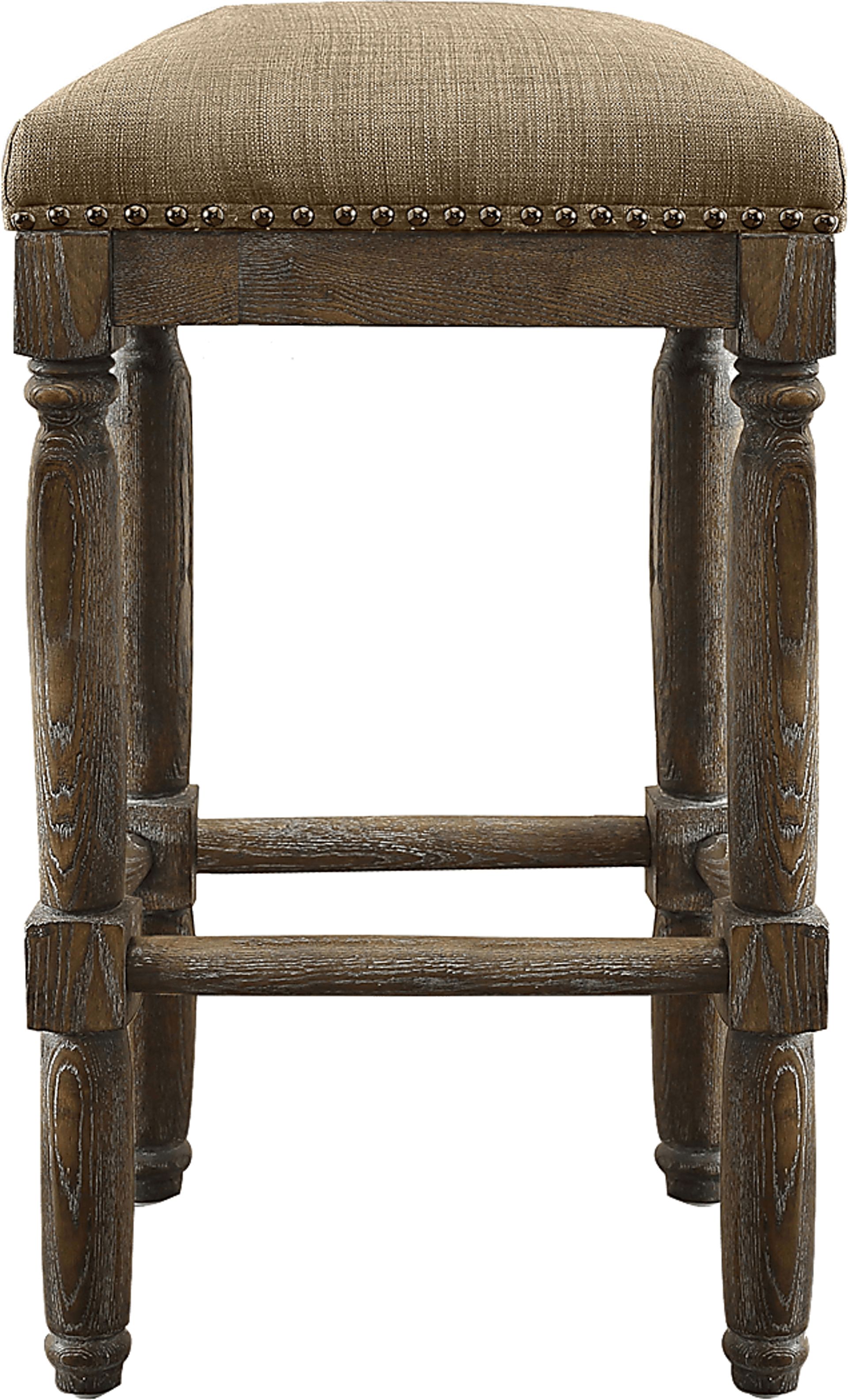 Doswell Brown Dark Wood Sand Beige Counter Height Stool, Set Of 2 ...