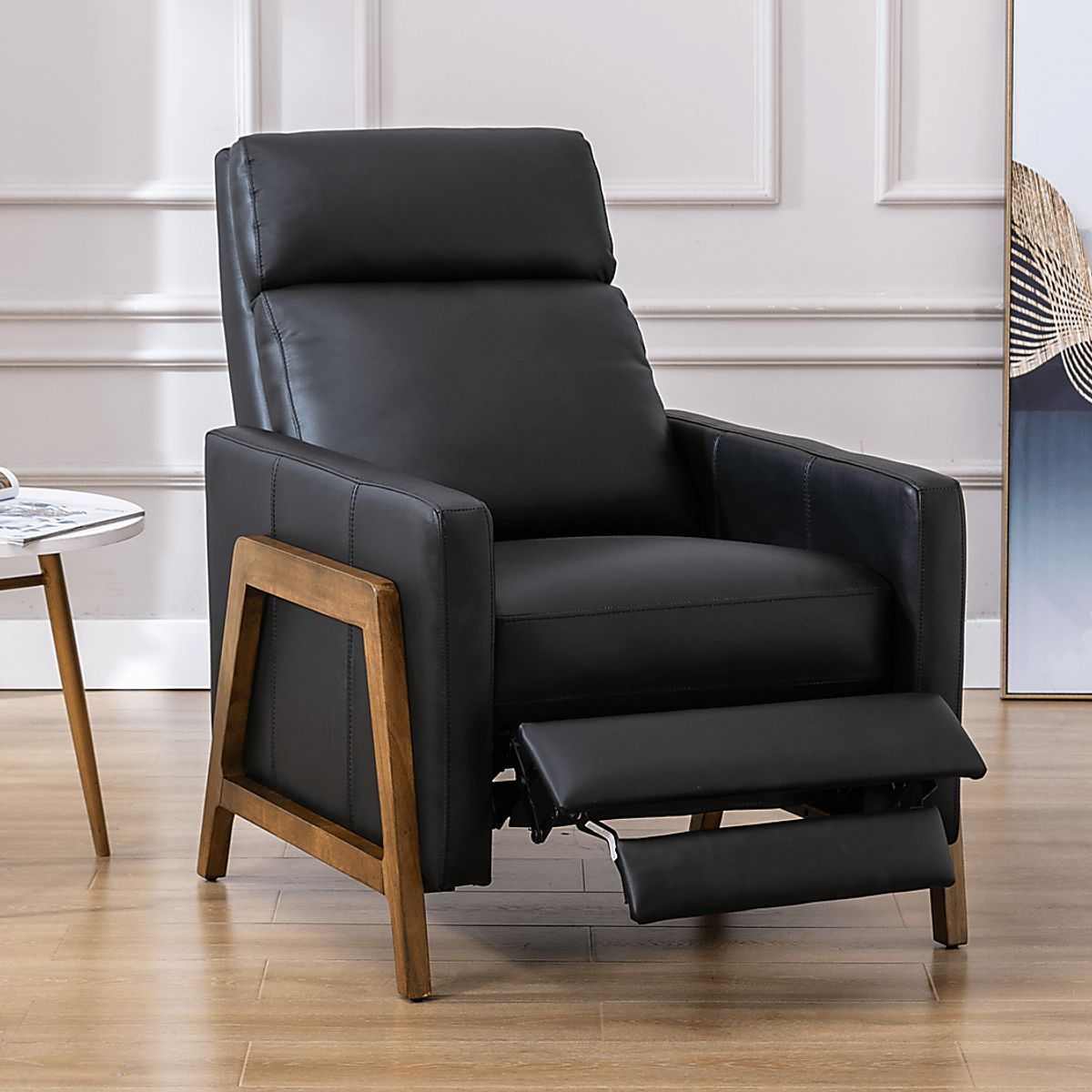Doyers II Black Leather Push Back Recliner | Rooms to Go