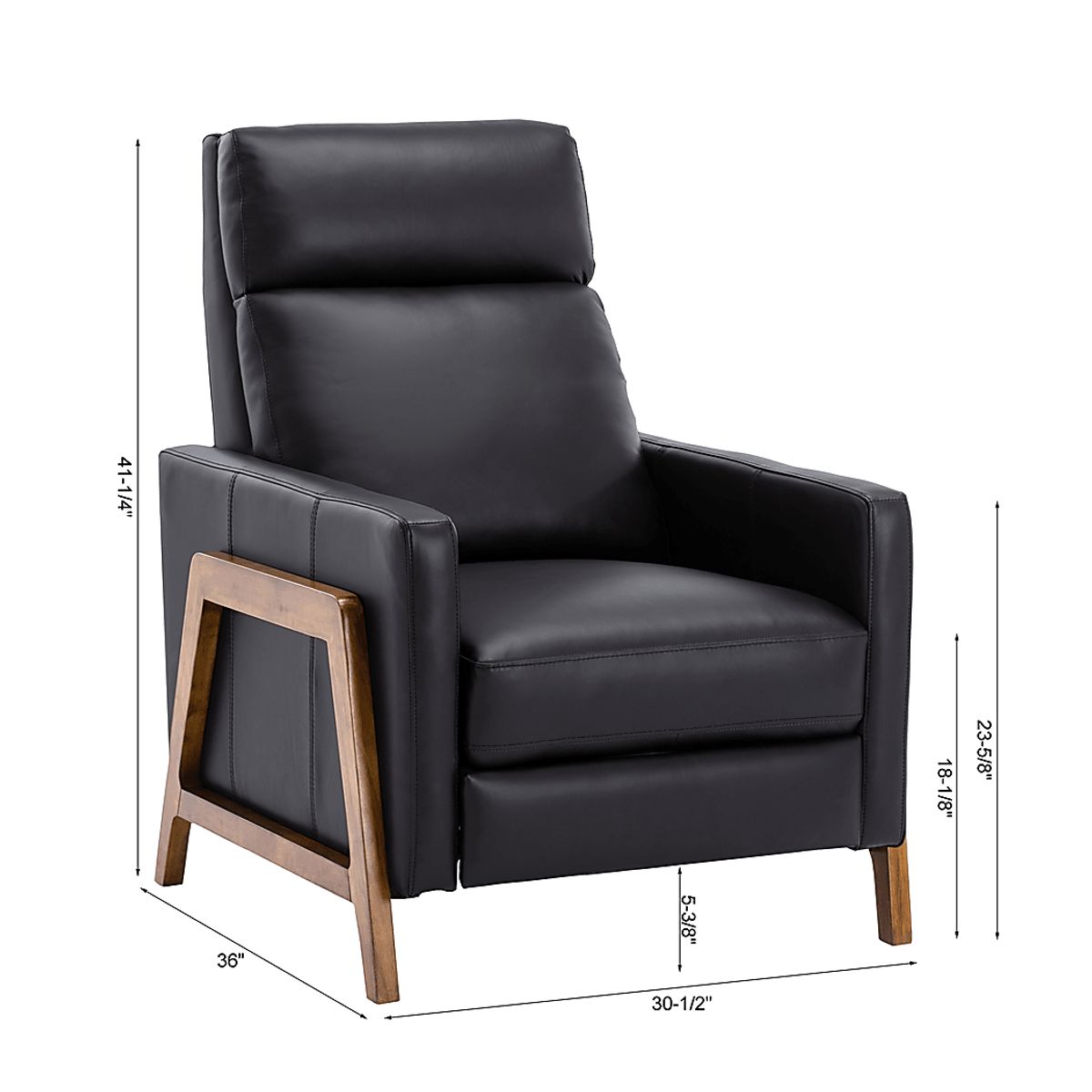 Doyers II Black Leather Push Back Recliner | Rooms to Go