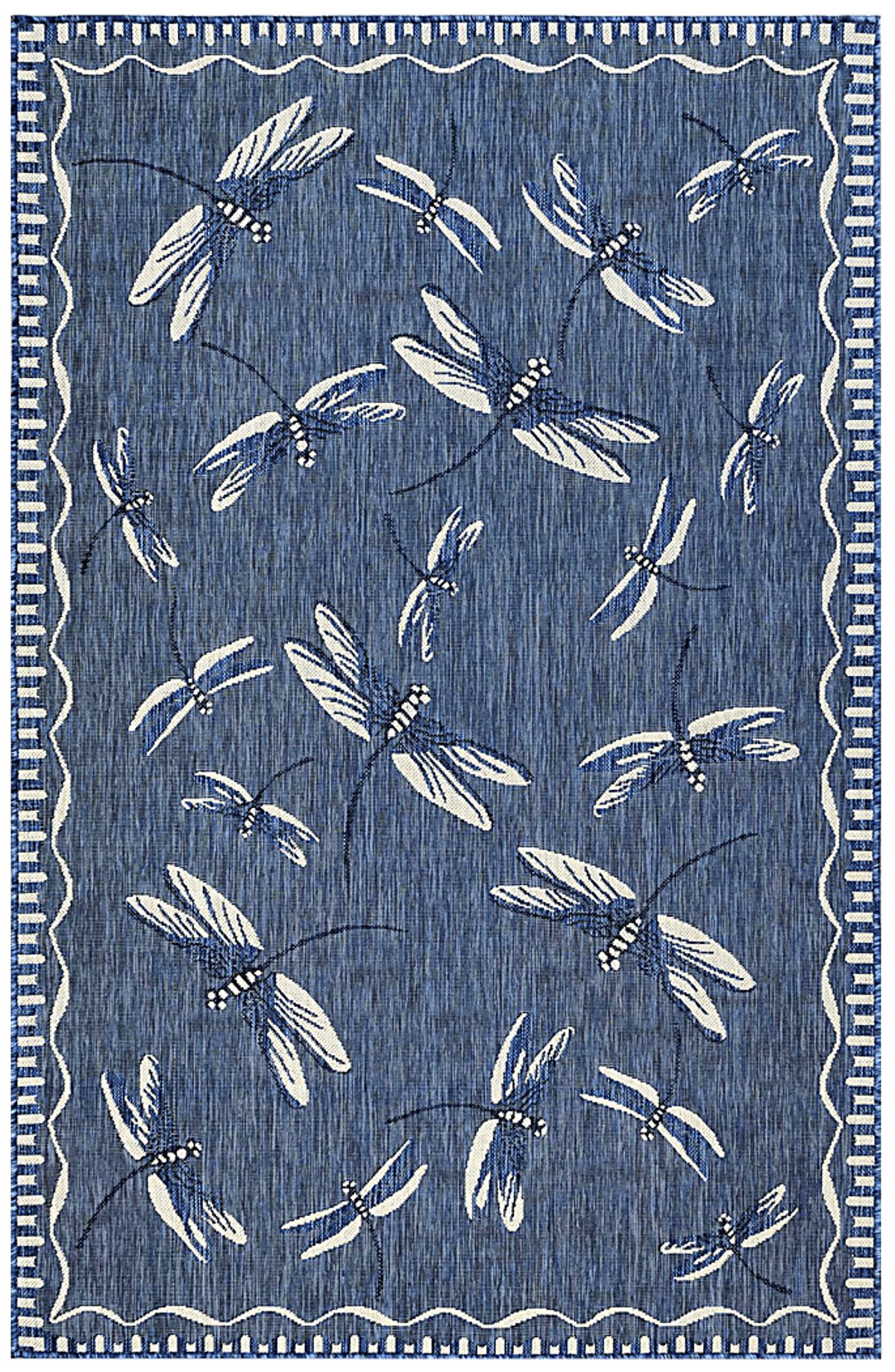 Dragonfly Dance Navy Blue Outdoor Rug | Rooms to Go