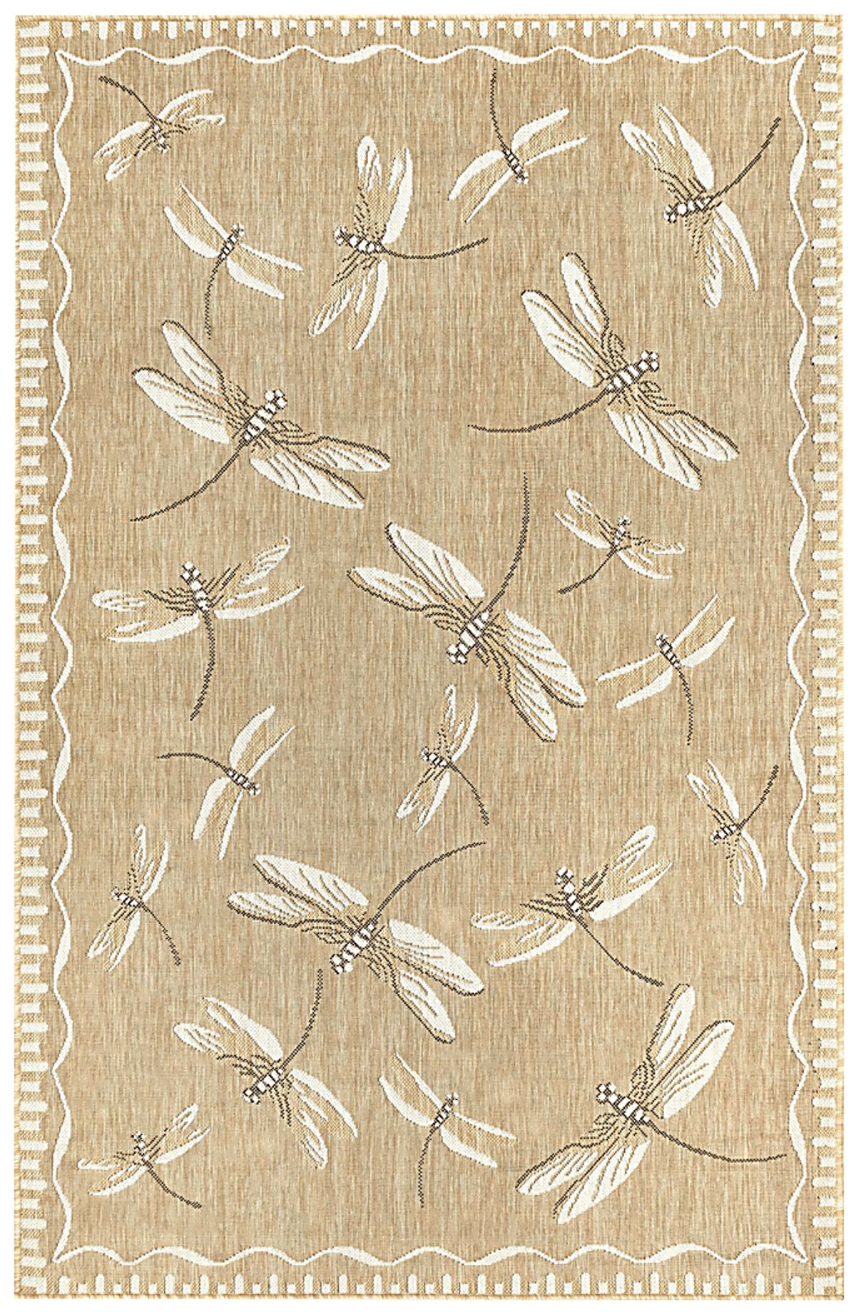Dragonfly Dance Sand Beige Outdoor Rug | Rooms to Go
