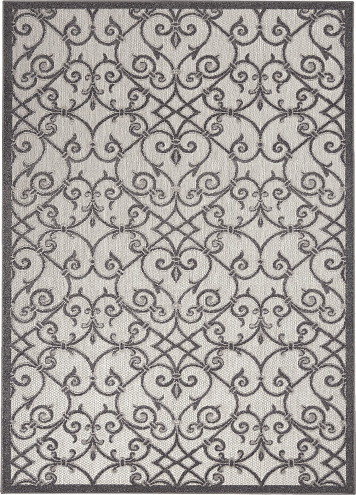 Drayce Gray Polypropylene Fabric Outdoor Rug | Rooms to Go