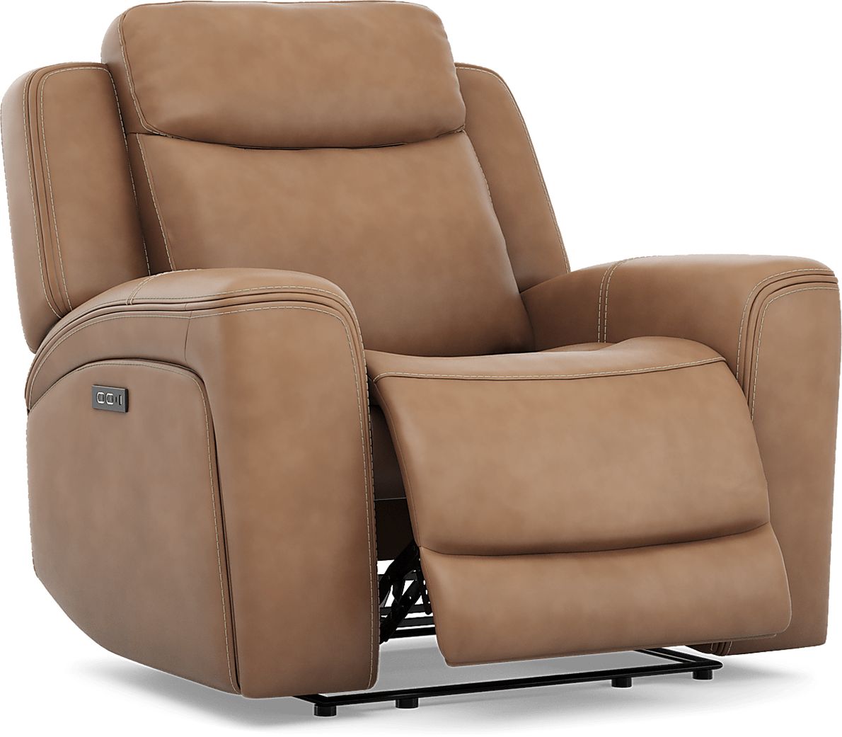 Drew & Jonathan Davidson Caramel Brown Leather Dual Power Recliner ...