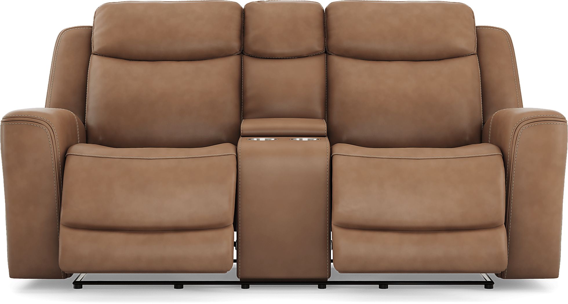 Drew & Jonathan Davidson Caramel Brown Leather Dual Power Reclining ...