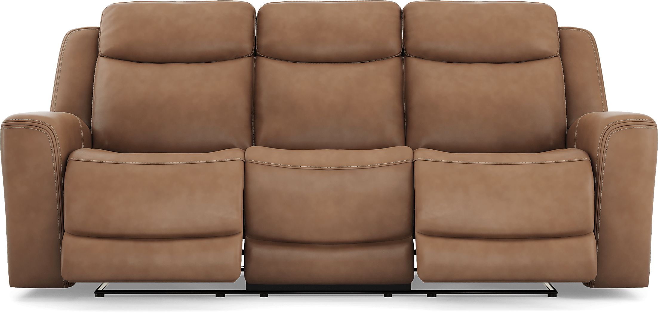 Drew & Jonathan Davidson Caramel Brown Leather Dual Power Reclining ...