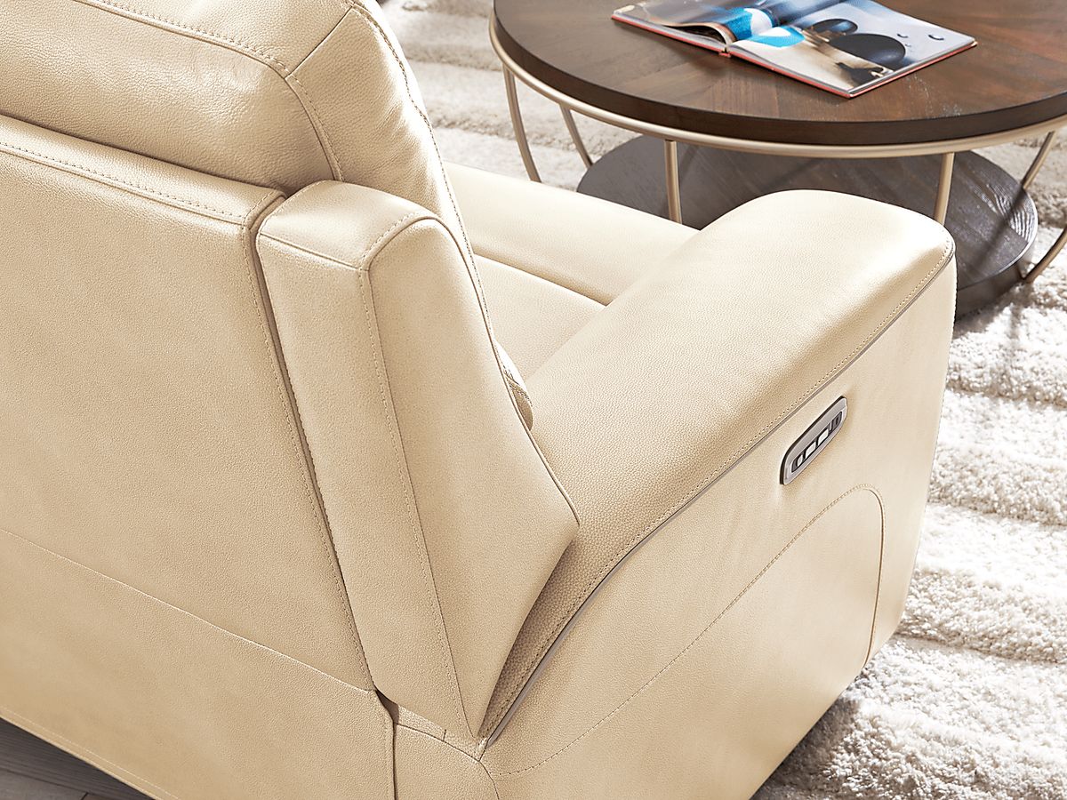 Drew & Jonathan Fremont 5 Pc Almond Beige Leather Dual Power Reclining ...