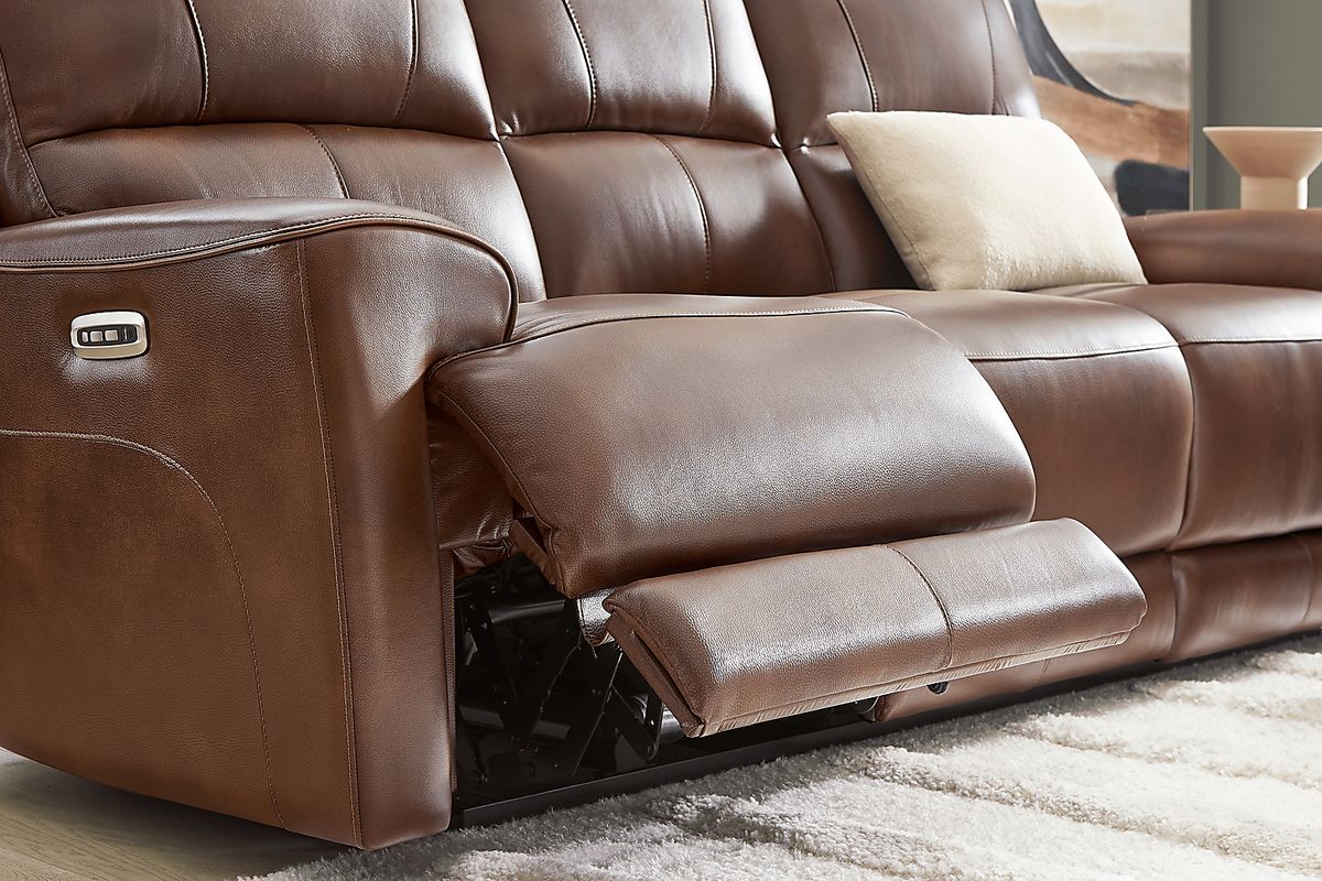 Drew & Jonathan Fremont 2 Pc Brown Leather Dual Power Reclining Living ...