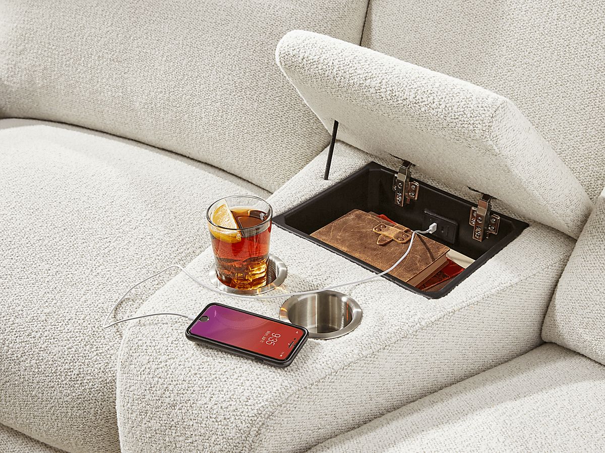 Drew & Jonathan Yountville 10 Pc White Polyester Fabric Dual Power ...