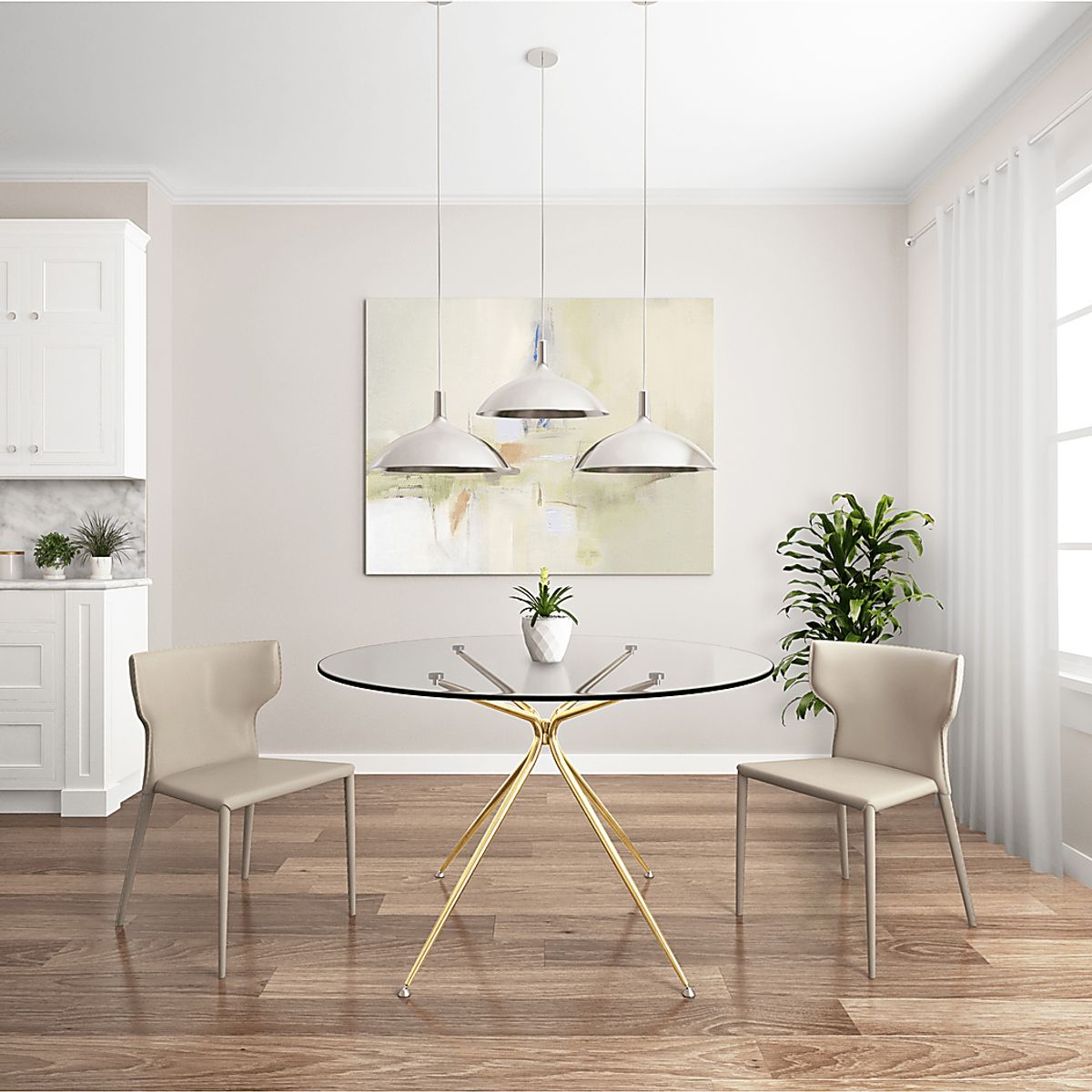Drost Light Gray Leather Dining Chair, Set Of 2 | Rooms to Go