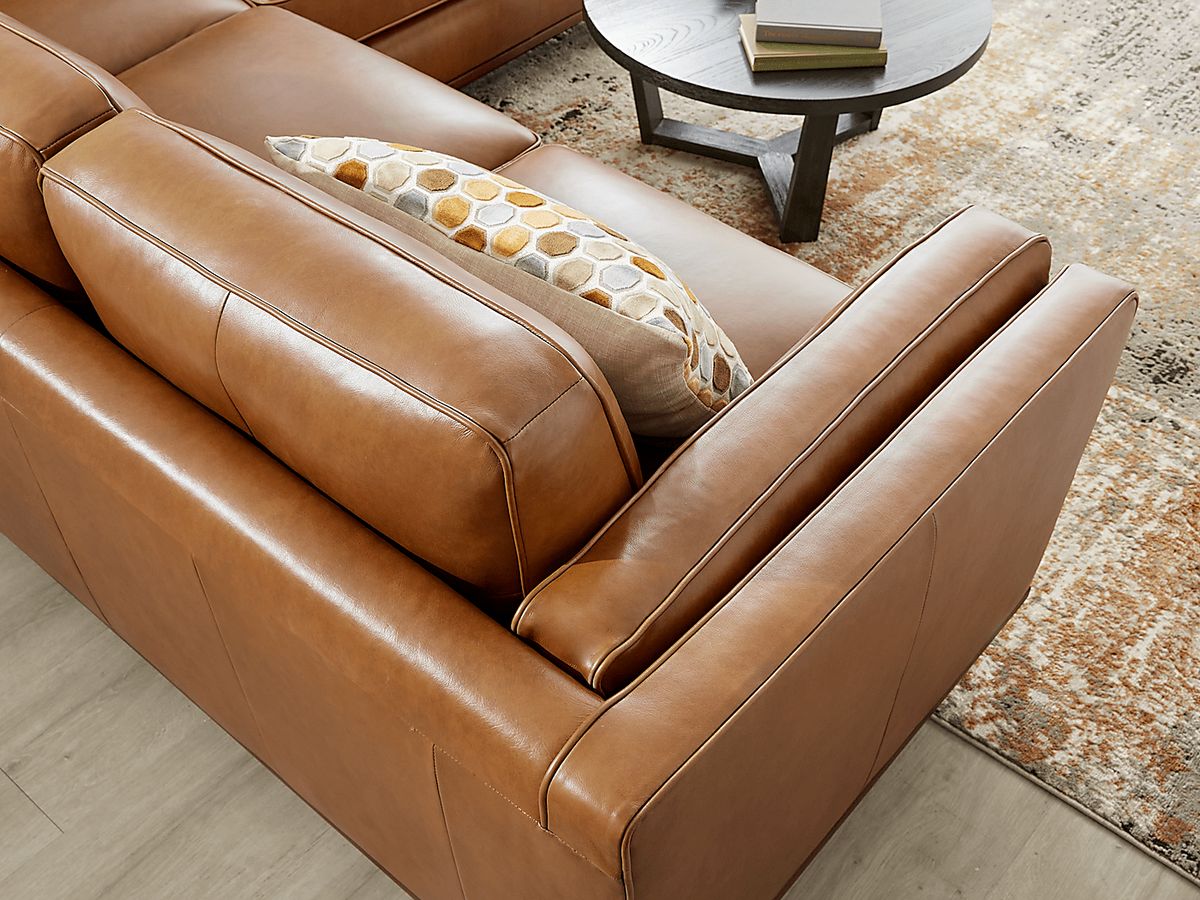 Duluth Caramel Brown Leather 2 Pc Right Arm Chaise Sectional | Rooms to Go