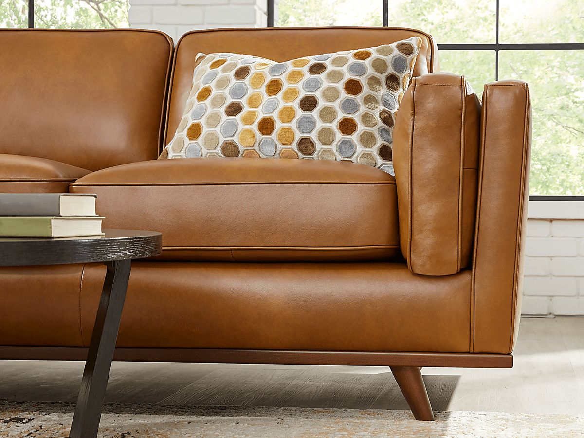 Duluth Caramel Brown Leather 2 Pc Left Arm Chaise Sectional | Rooms to Go